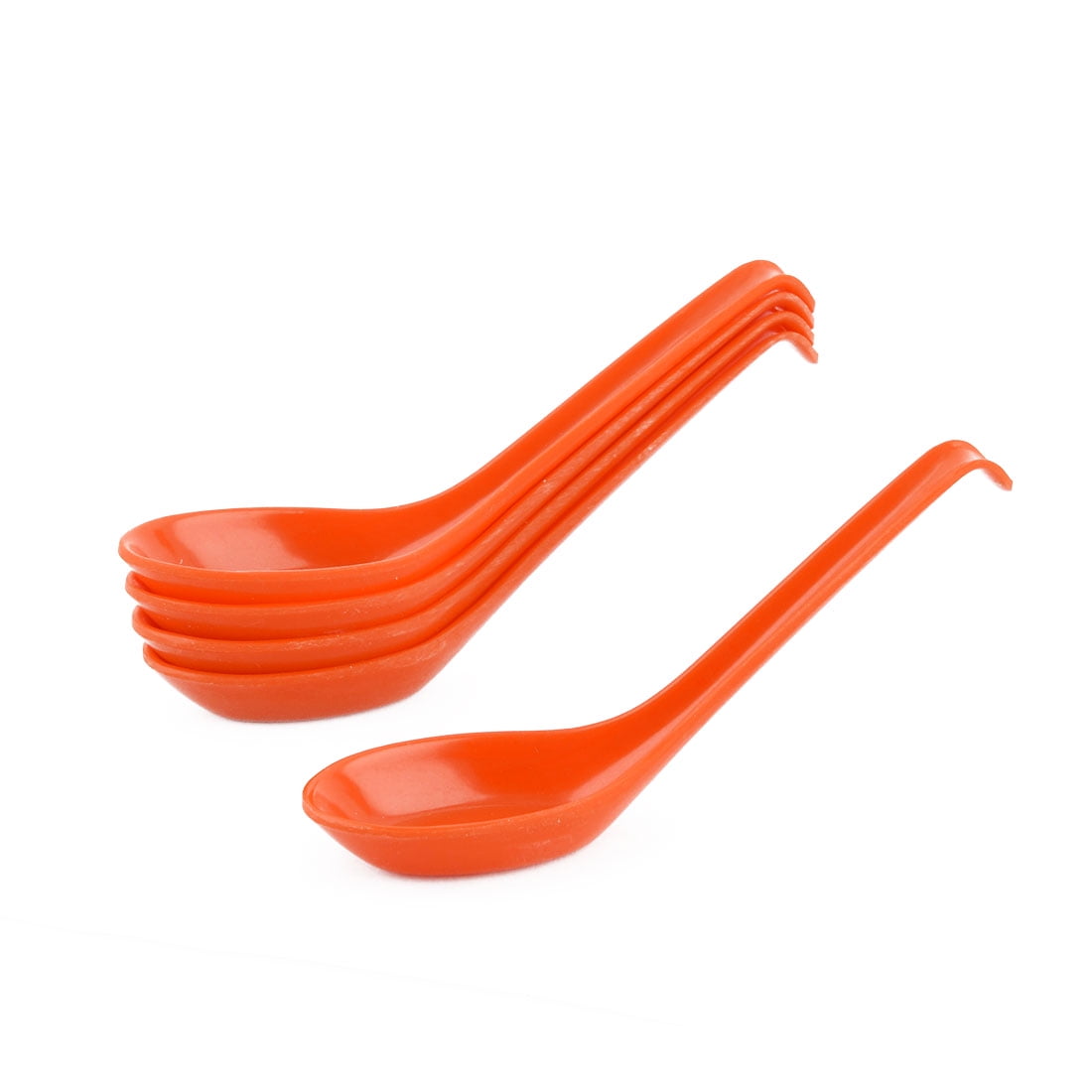 Unique Bargains Plastic Soup Spoons 5 PCS Orange Lightweight Durable ...