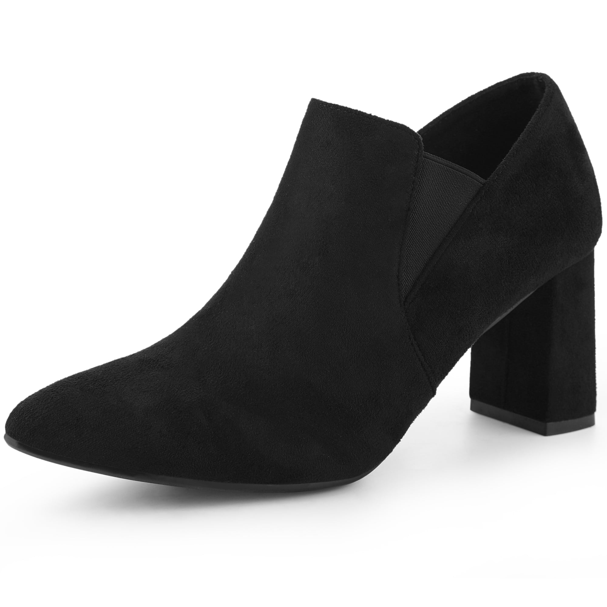 Unique Bargains Pointy Toe Slip on Chunky Heels Chelsea Ankle Booties ...