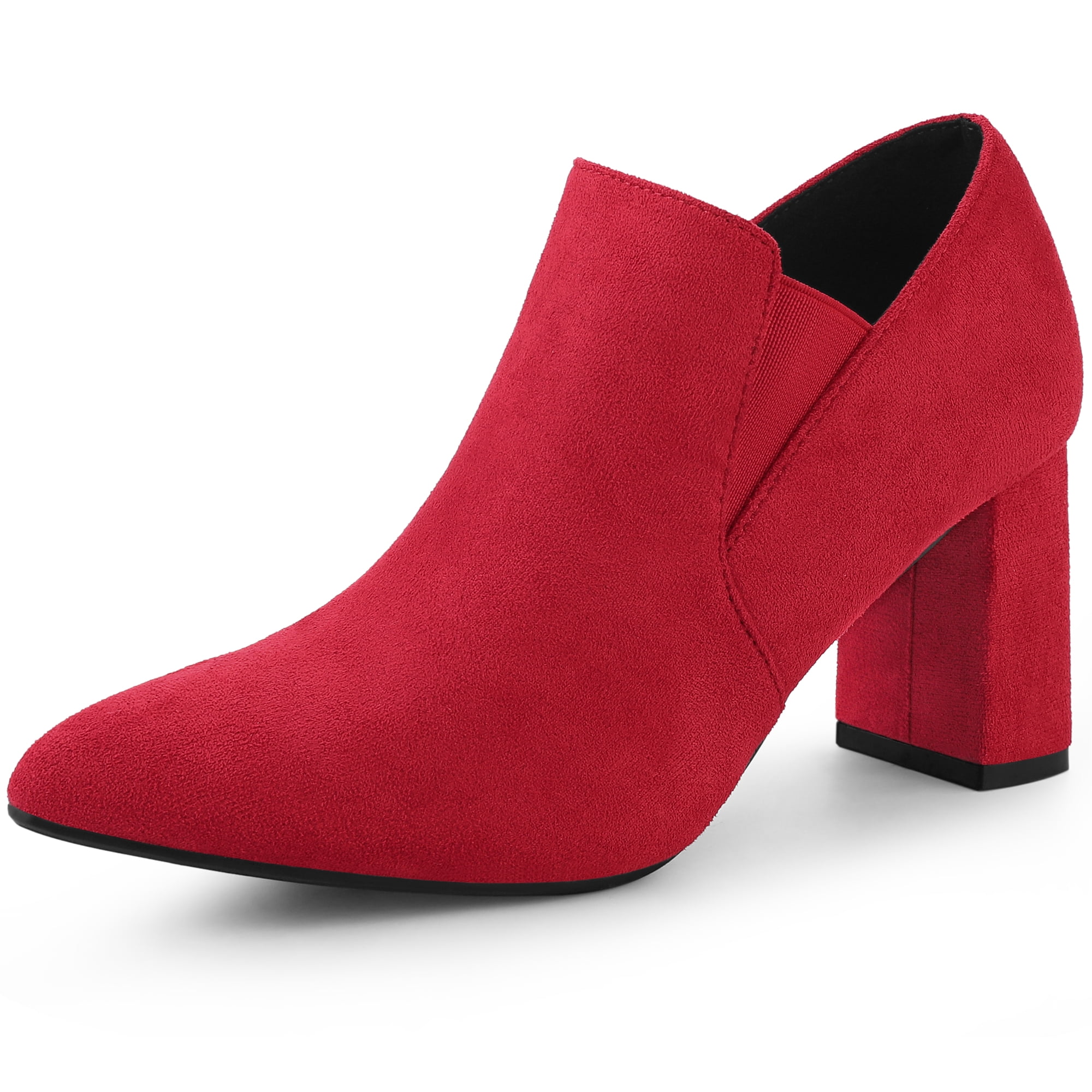 Unique Bargains Pointy Toe Slip on Chunky Heels Chelsea Ankle Booties ...