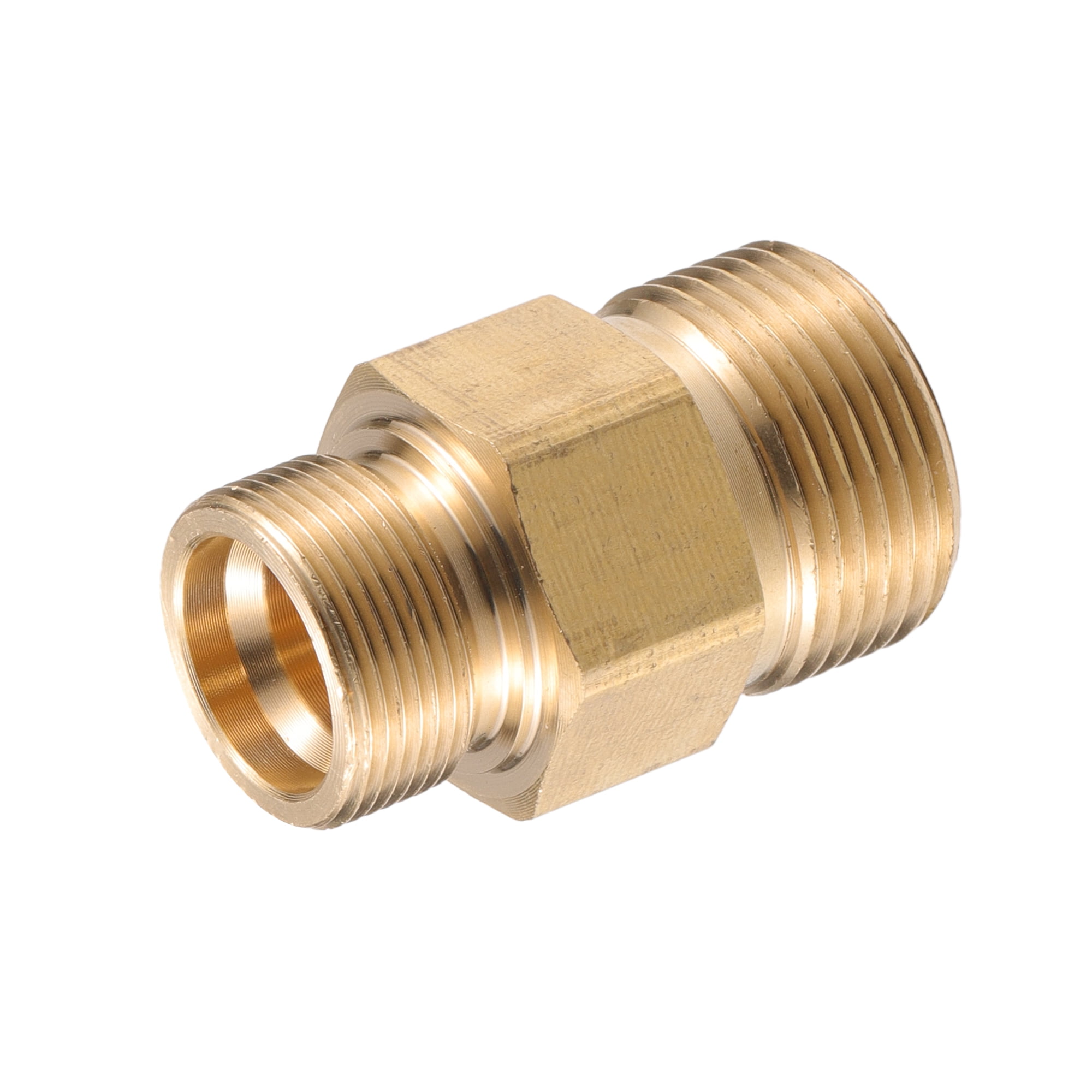 Unique Bargains Pressure Washer Connector Fitting M18x1 to M22x1.5 Male Adapter Brass Hose ...