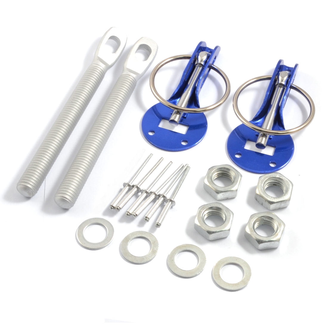 Unique Bargains Racing Car Universal Blue Clasps Hood Lock Pin Kit w ...