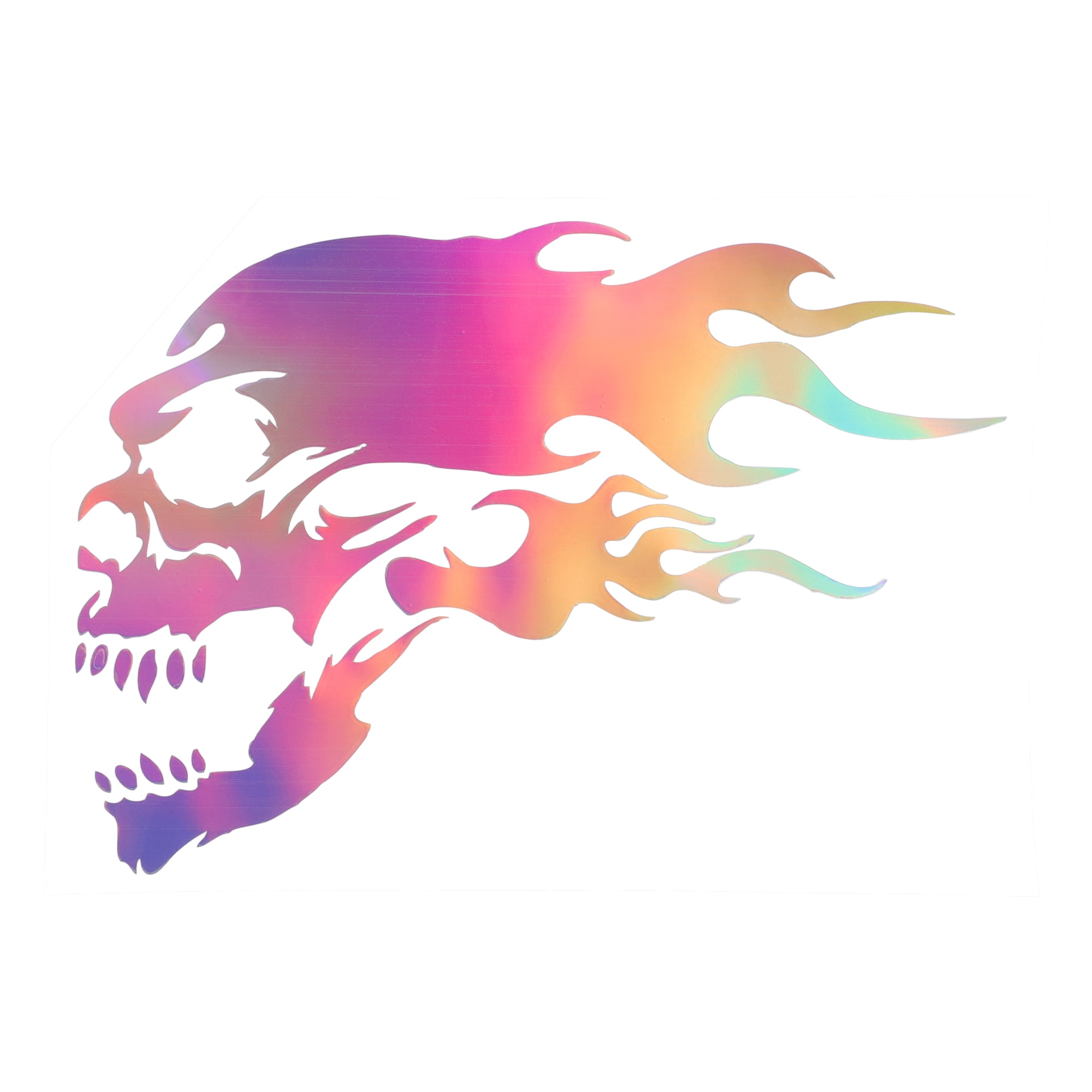 Unique Bargains Reflective Bumper Decal Multicolor Square Skull Flame ...