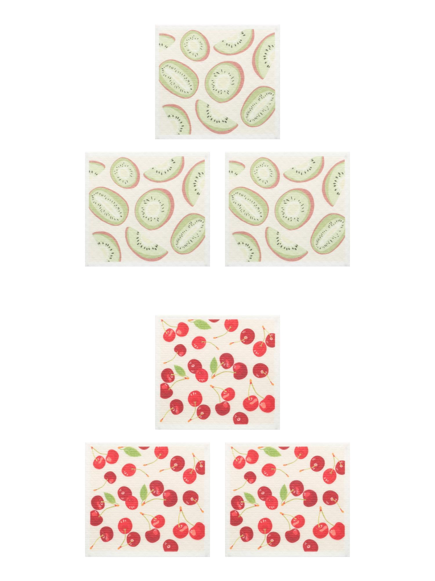 Unique Bargains Reusable Swedish Kitchen Dish Cloths 6 Pack Cherry ...