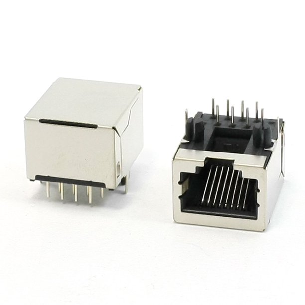Unique Bargains Right Angle Round Pin 8P8C RJ45 PCB Jack LAN Female ...