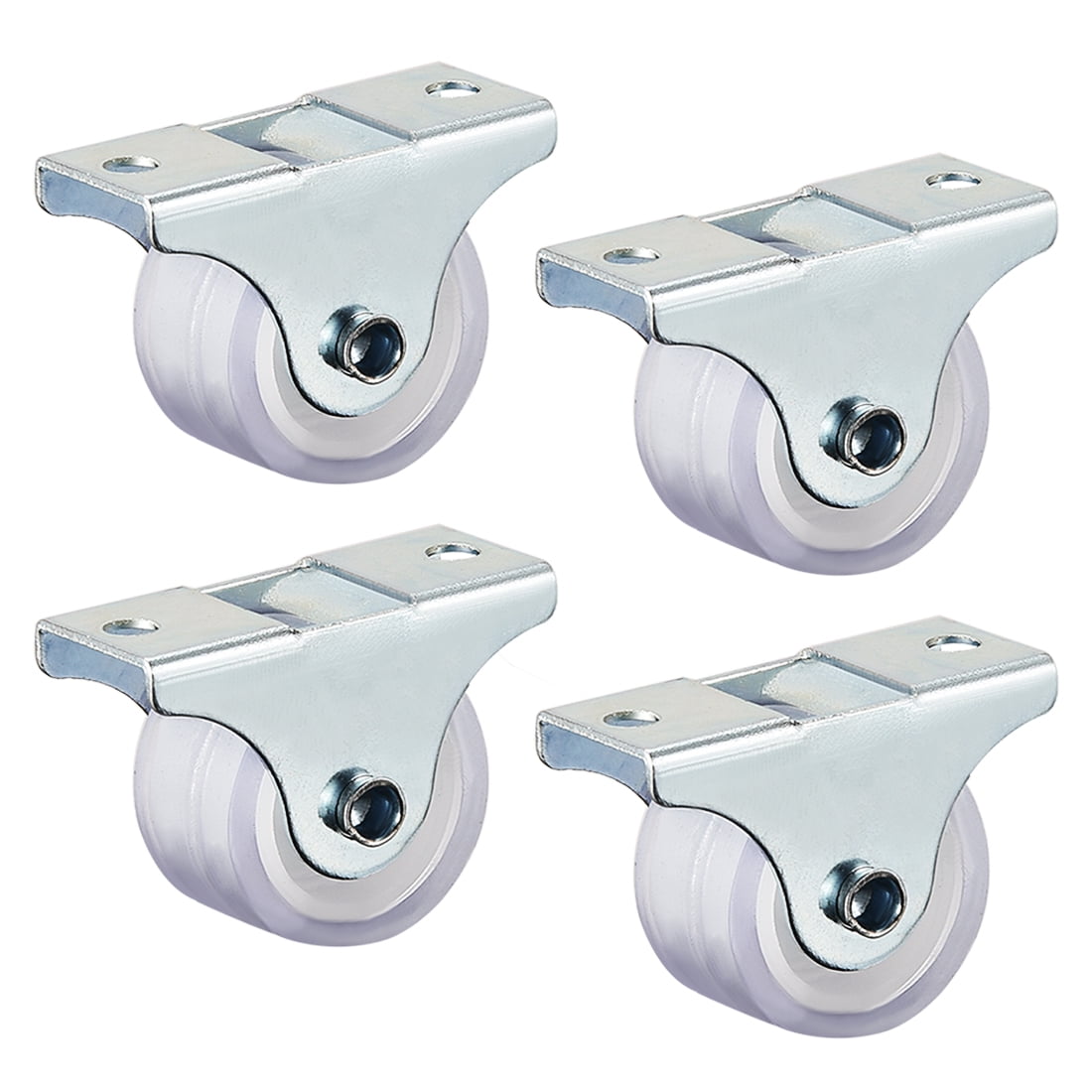Rigid Non-Swivel Small 1 Inch PVC Plastic Caster Wheels, Plate Mounted ...