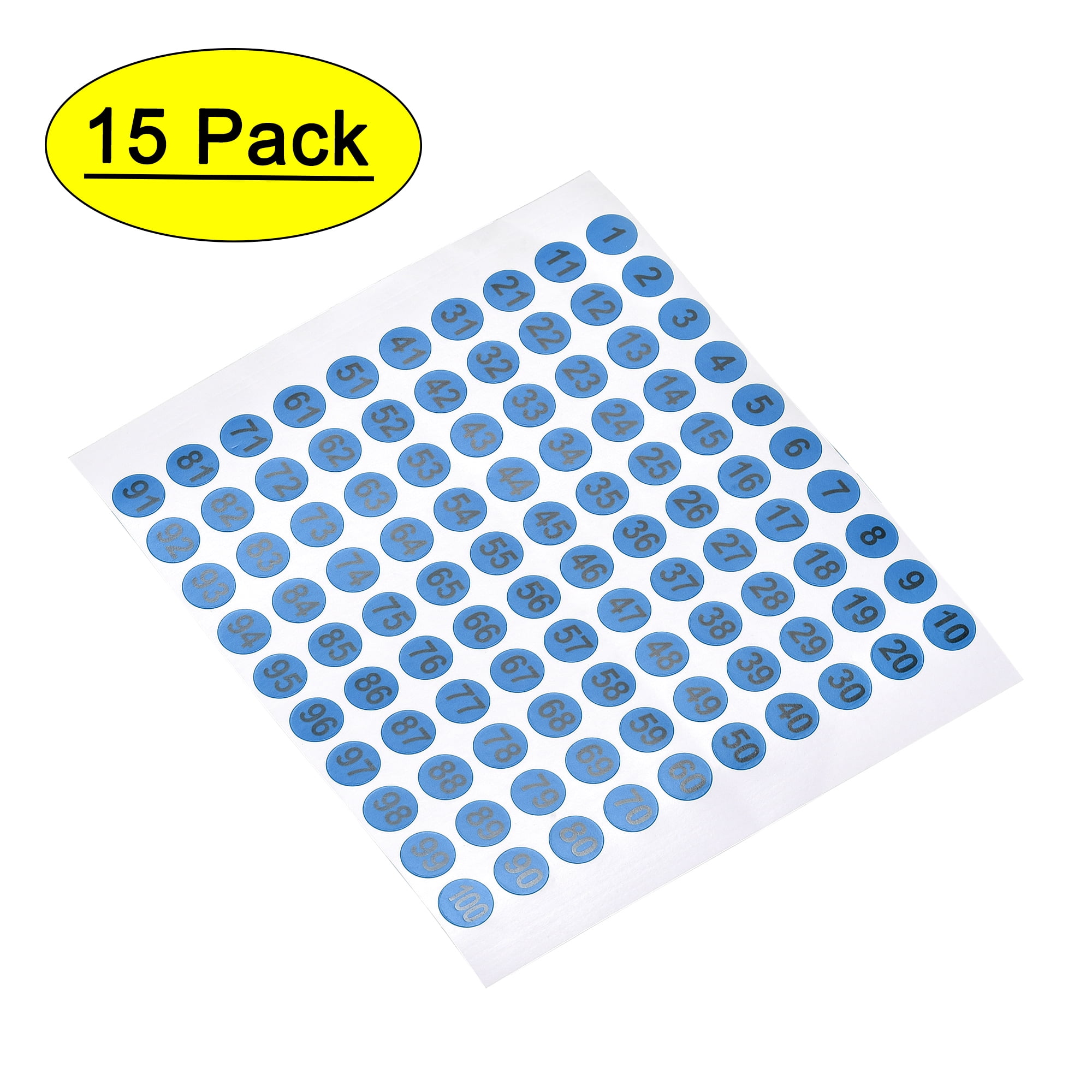 Unique Bargains Round Number Stickers 0.39'' Dia Number 1-100 Coated ...