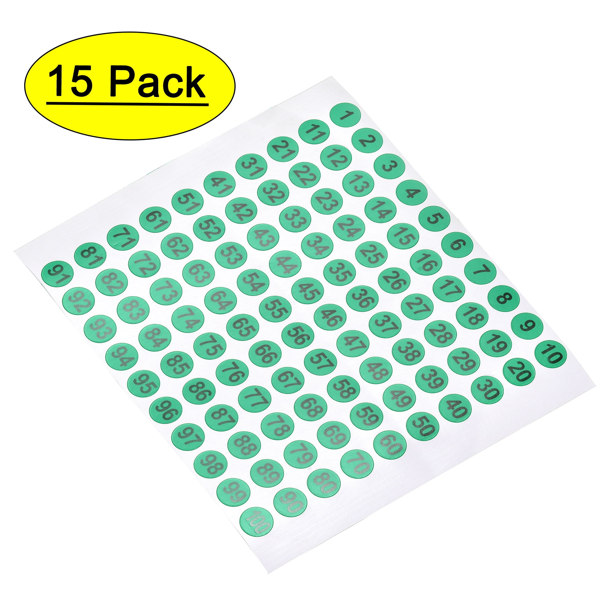 Unique Bargains Round Number Stickers 0.39'' Dia Number 1-100 Coated Paper Label 15 Sheets ...