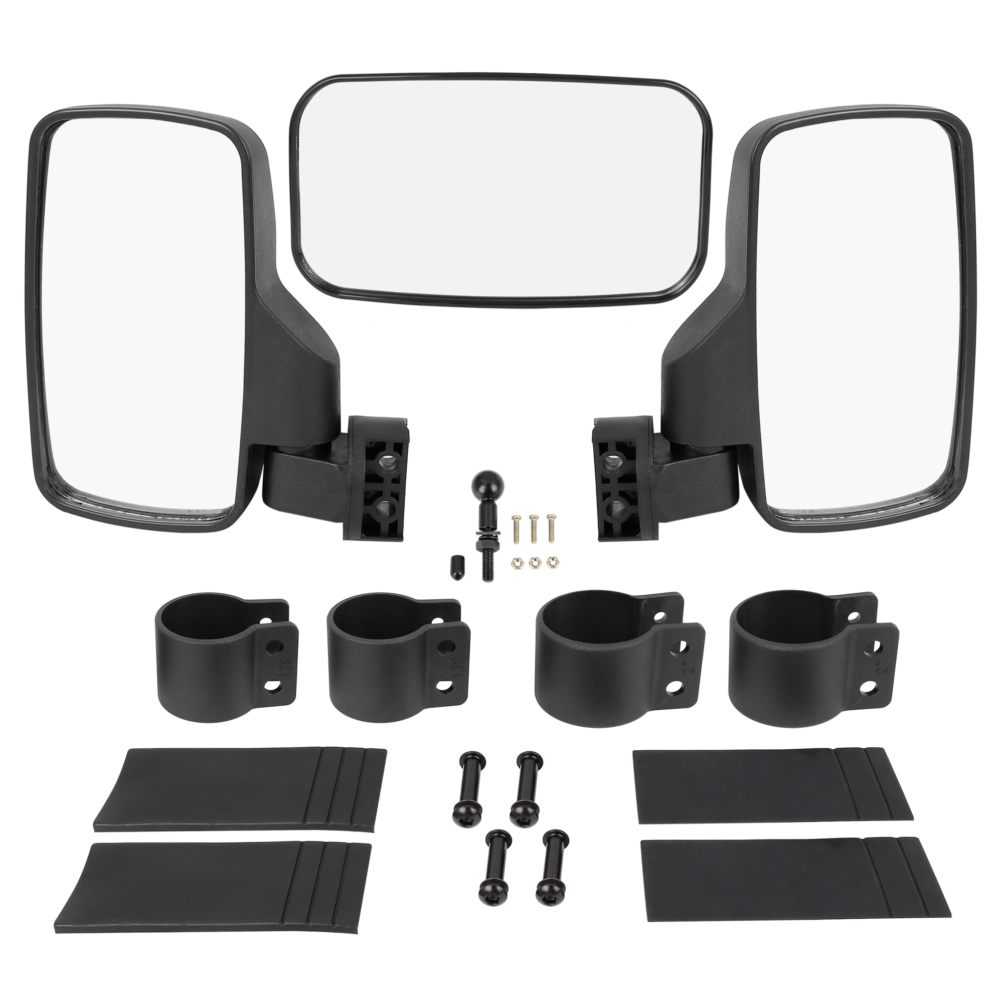 Unique Bargains UTV Rear View Mirror Set Black Plastic Glass Clamps ...