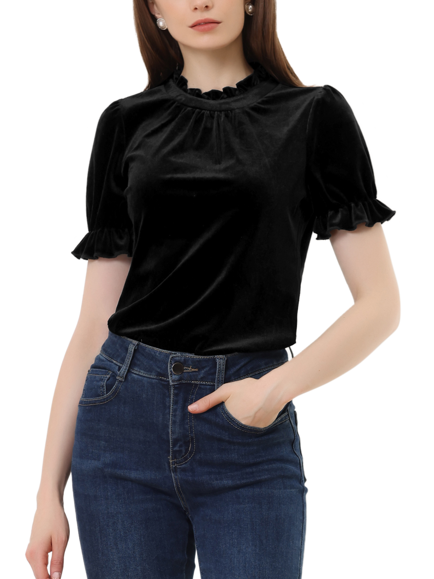 Time and Tru Women's Ruffle Collar Shirt - Walmart.com