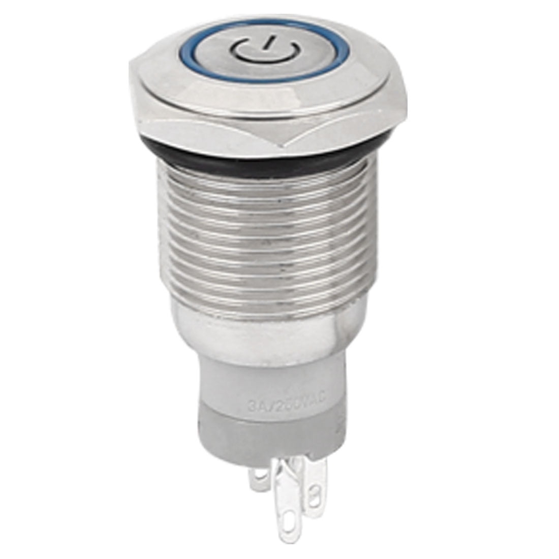 Unique Bargains SPDT Latching Blue Lighted Metal Push Button Switch for ...