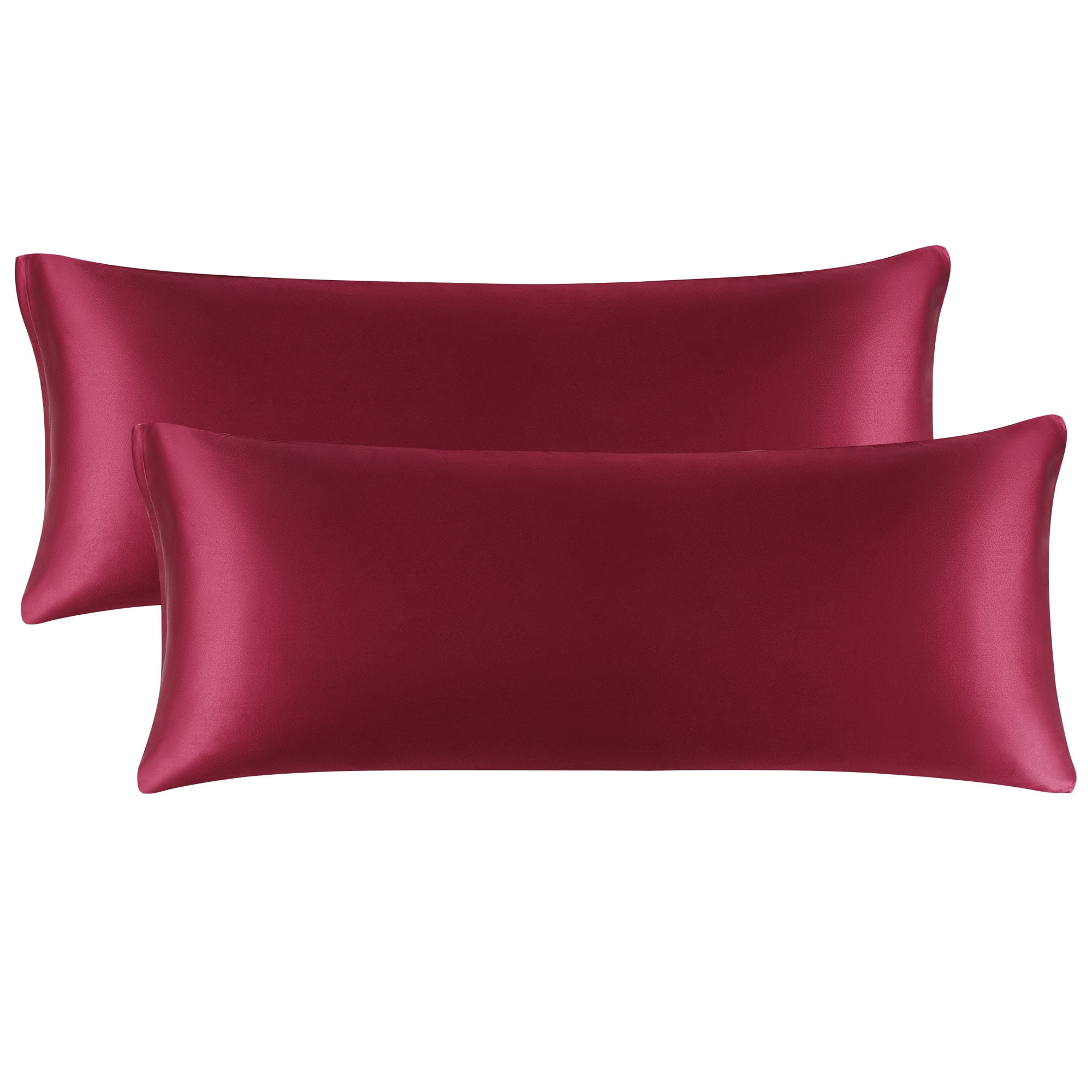 Unique Bargains Satin Body Pillowcases 2 Pcs Zipper Closure Burgundy ...