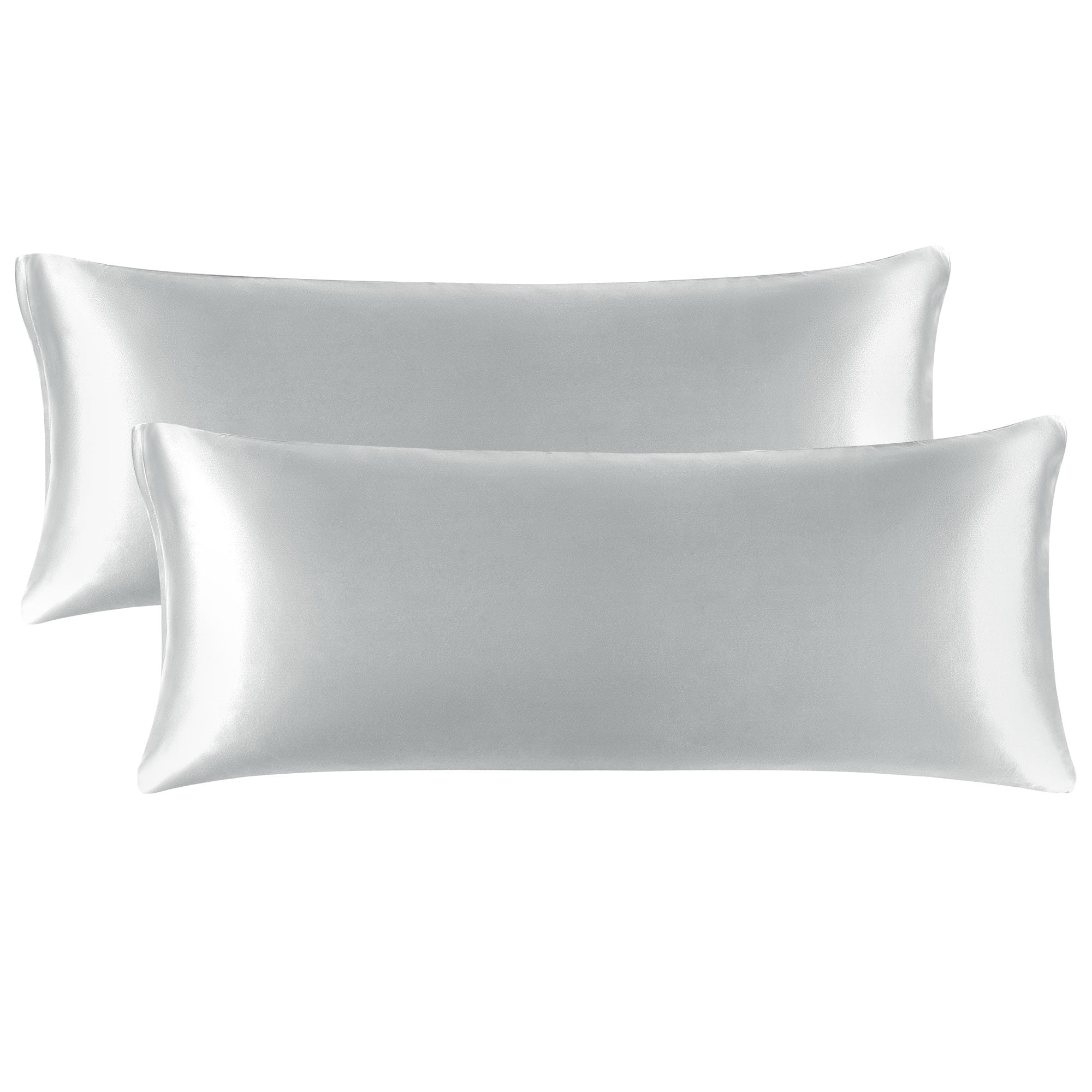 Unique Bargains Satin Body Pillowcases 2 Pcs Zipper Closure Silver Grey ...