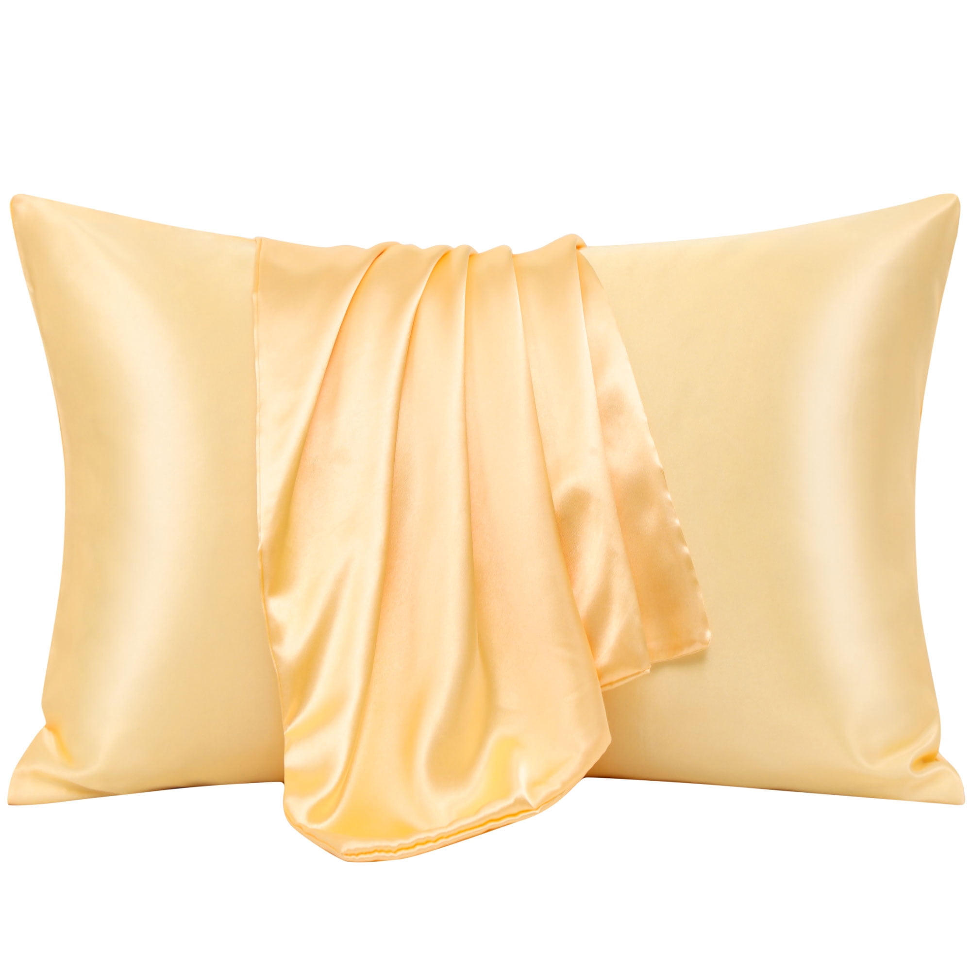 Unique Bargains Satin Envelope Closure Pillowcases Set of 2 Gold 20"x26 ...