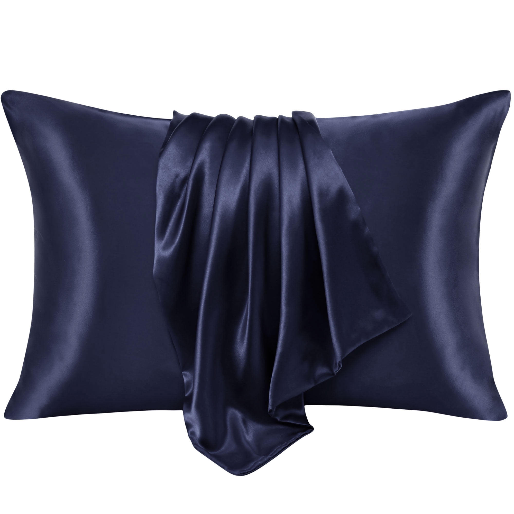 Unique Bargains Satin Envelope Closure Pillowcases Set of 2 Navy 20"x26 ...