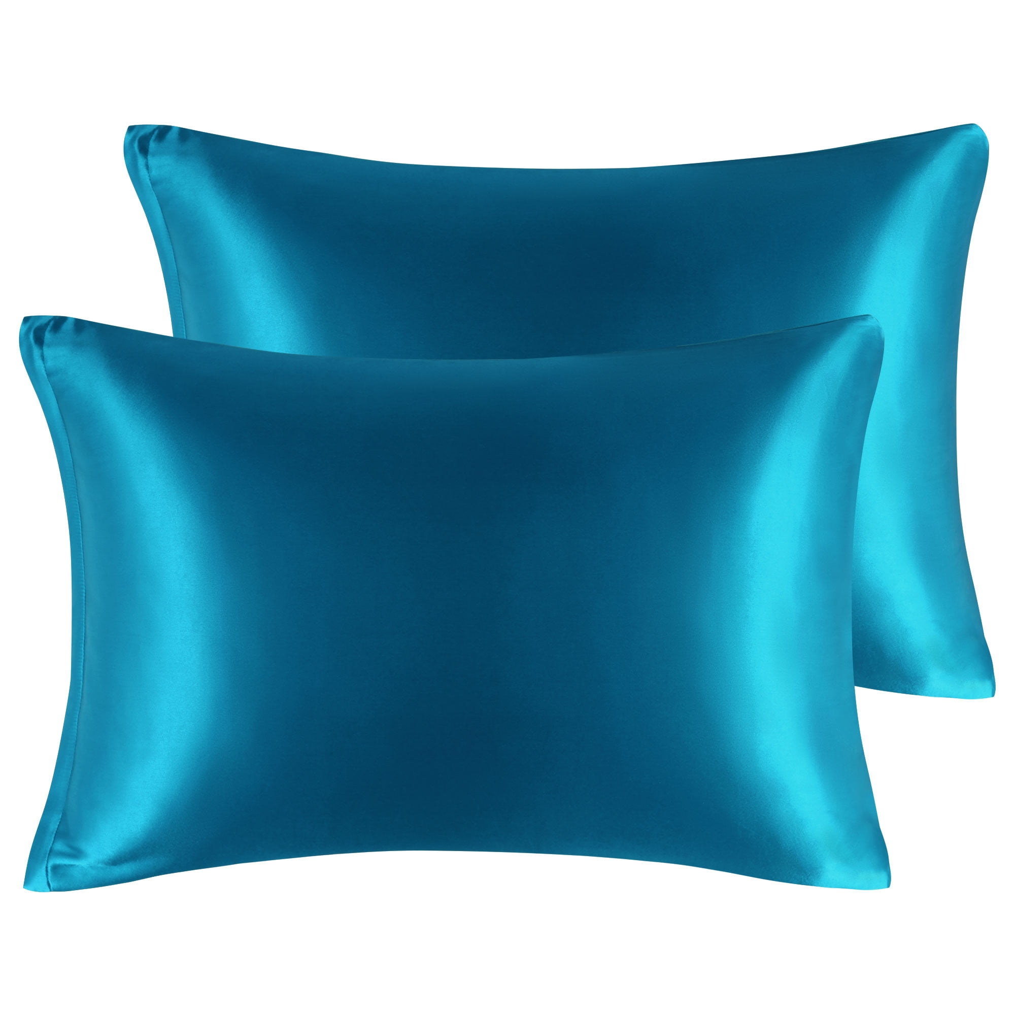Unique Bargains Satin Pillowcases - Set of 2 - Peacock Blue - Walmart.com