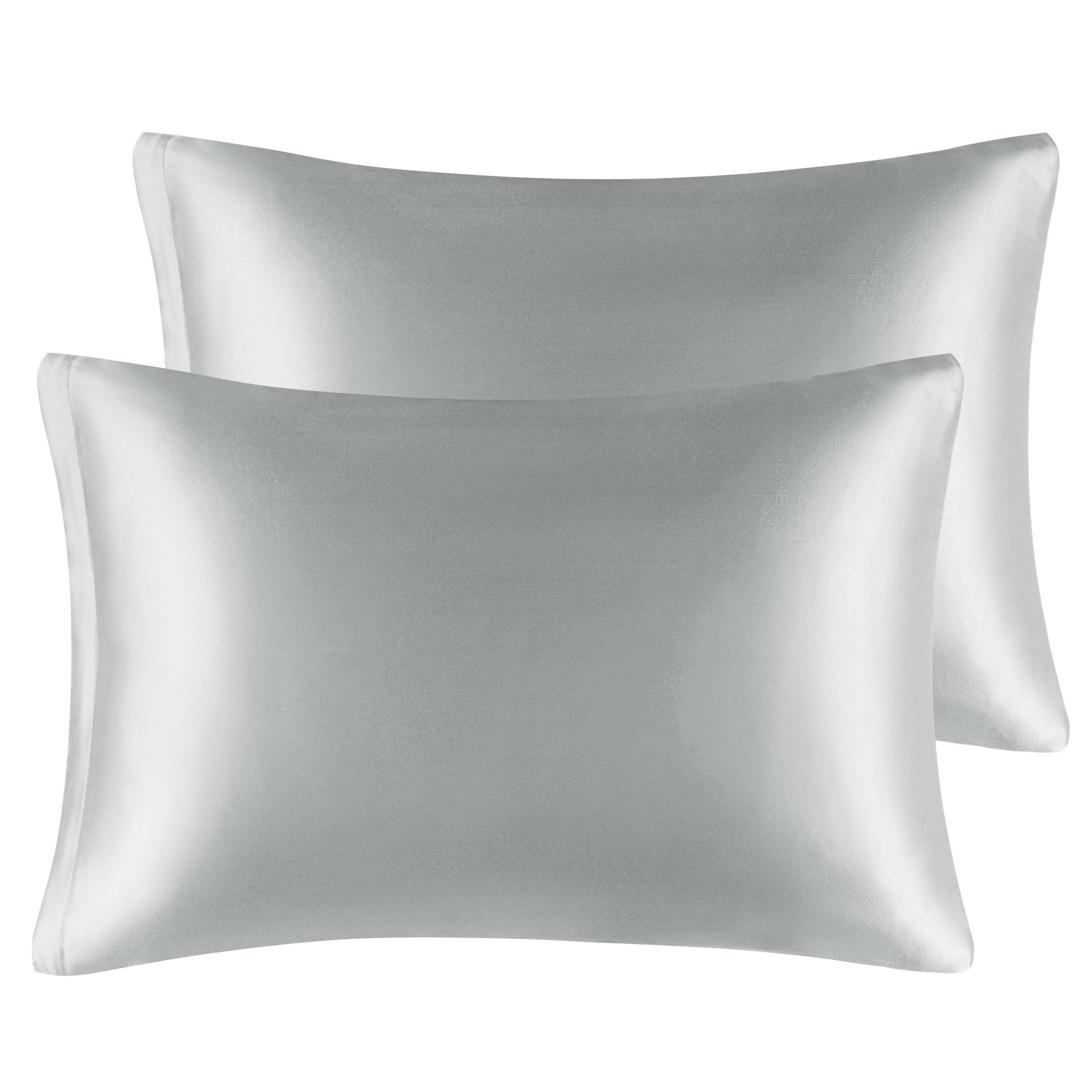 Unique Bargains Zipper Closure 1 PC Satin Body Pillowcases Silver Grey ...