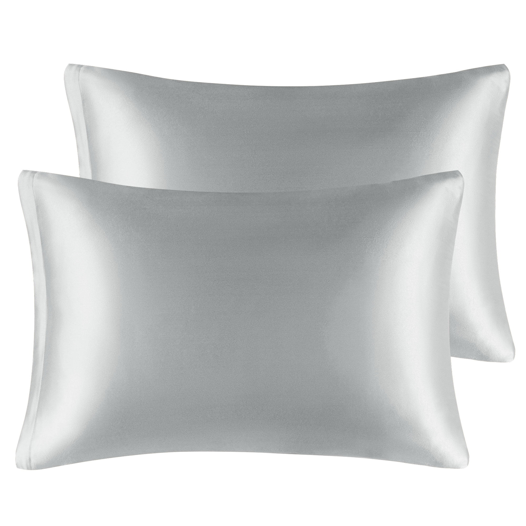 Unique Bargains Satin Pillowcases - Set of 2 Grey 20x36 - Walmart.com