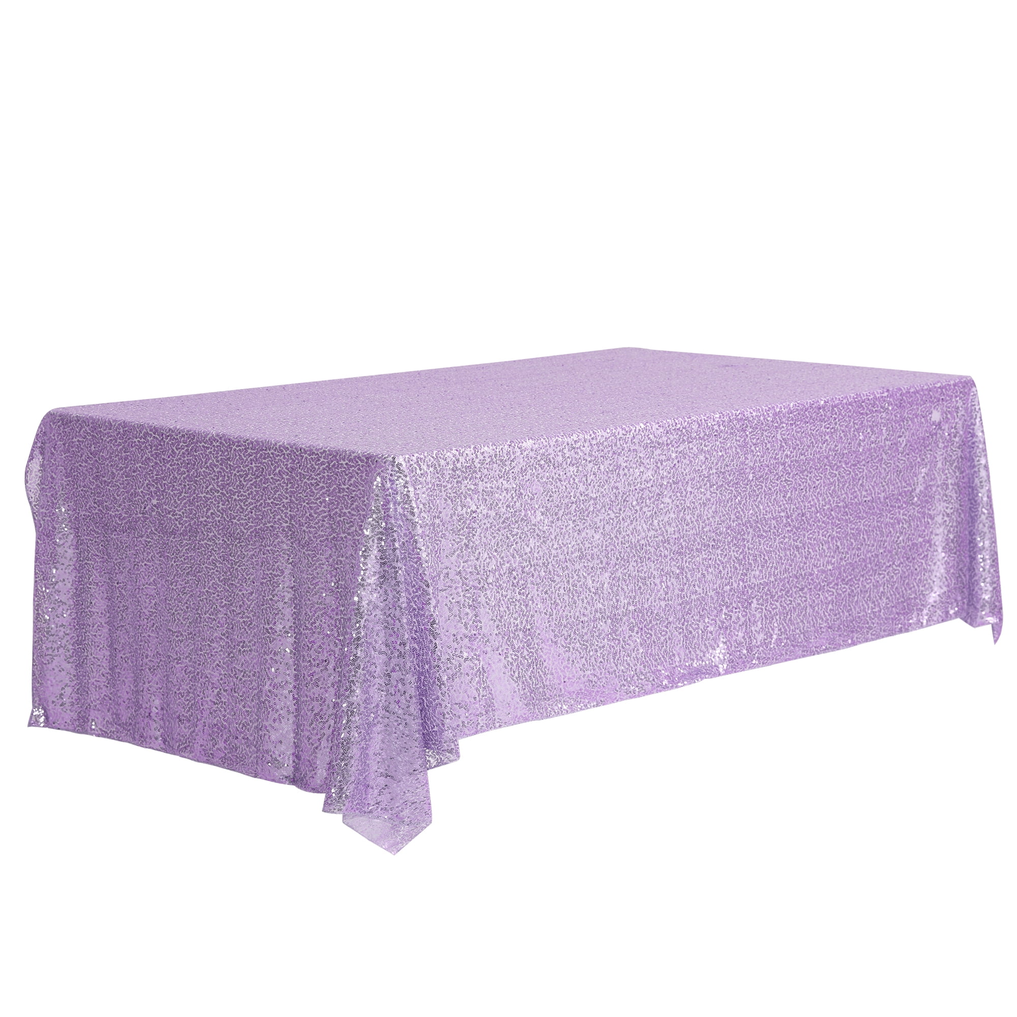 Unique Bargains Light Purple Sequin Tablecloth 47x71 Inches Wrinkle ...