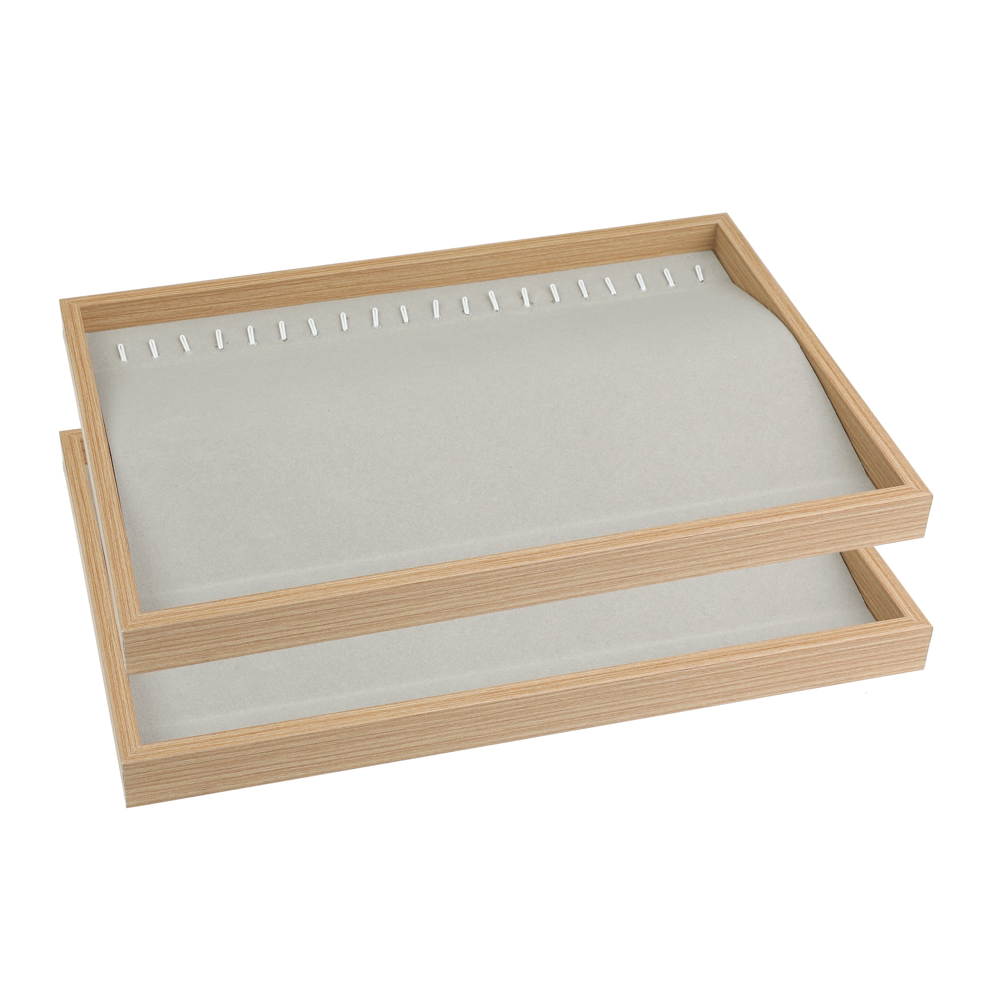 Unique Bargains Set of 2 Wood Jewelry Trays for Drawers Stackable Girls ...