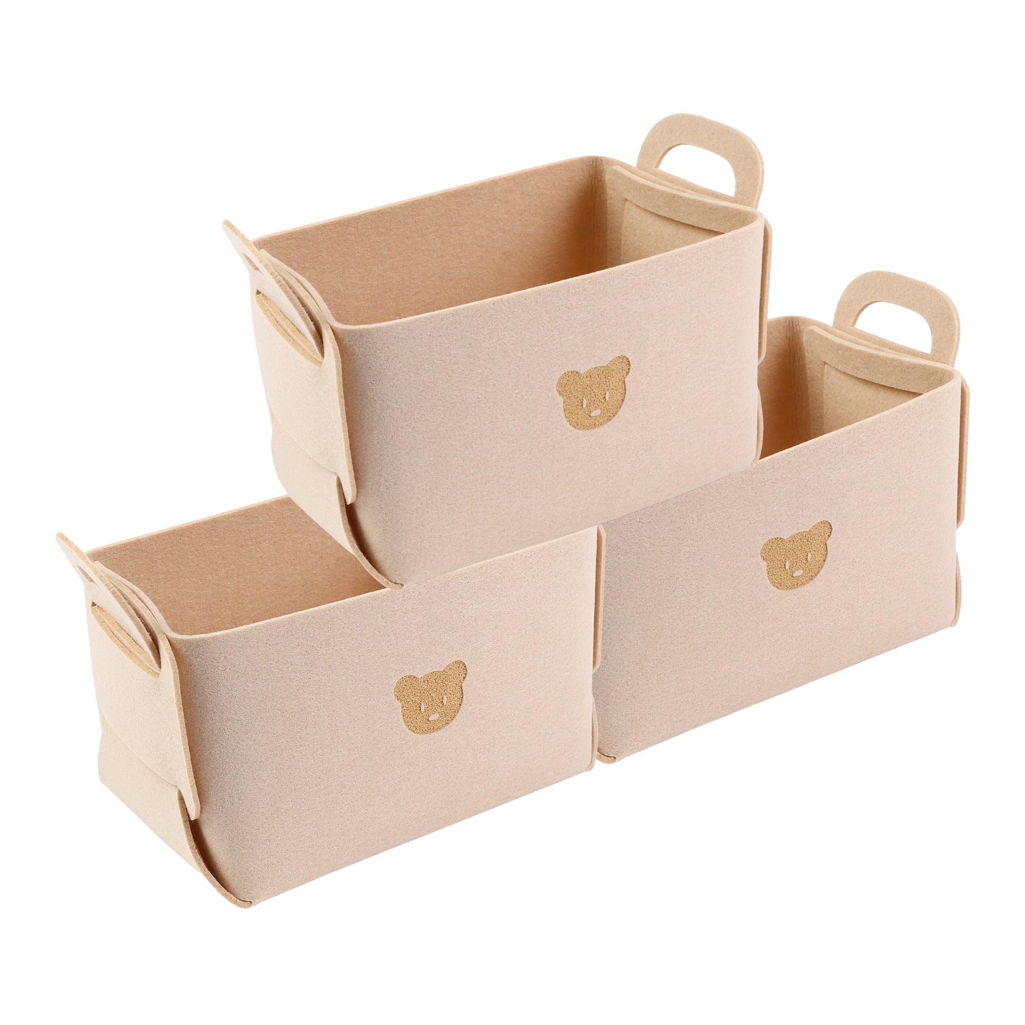 Unique Bargains Set of 3 Collapsible Storage Bins Beige 7.1*5.1*4.3in ...