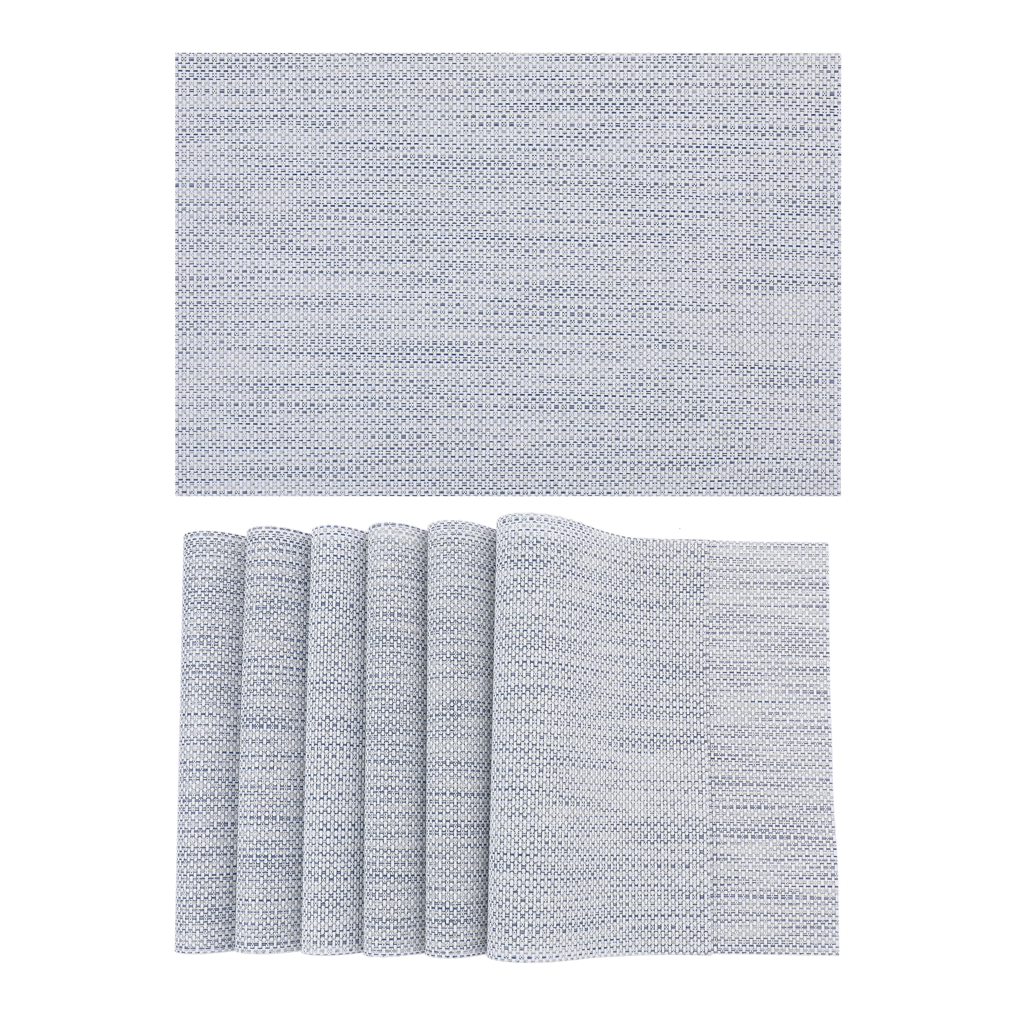 Unique Bargains Set of 6 Polyvinyl Chloride Solid Placemats Blue 18 ...
