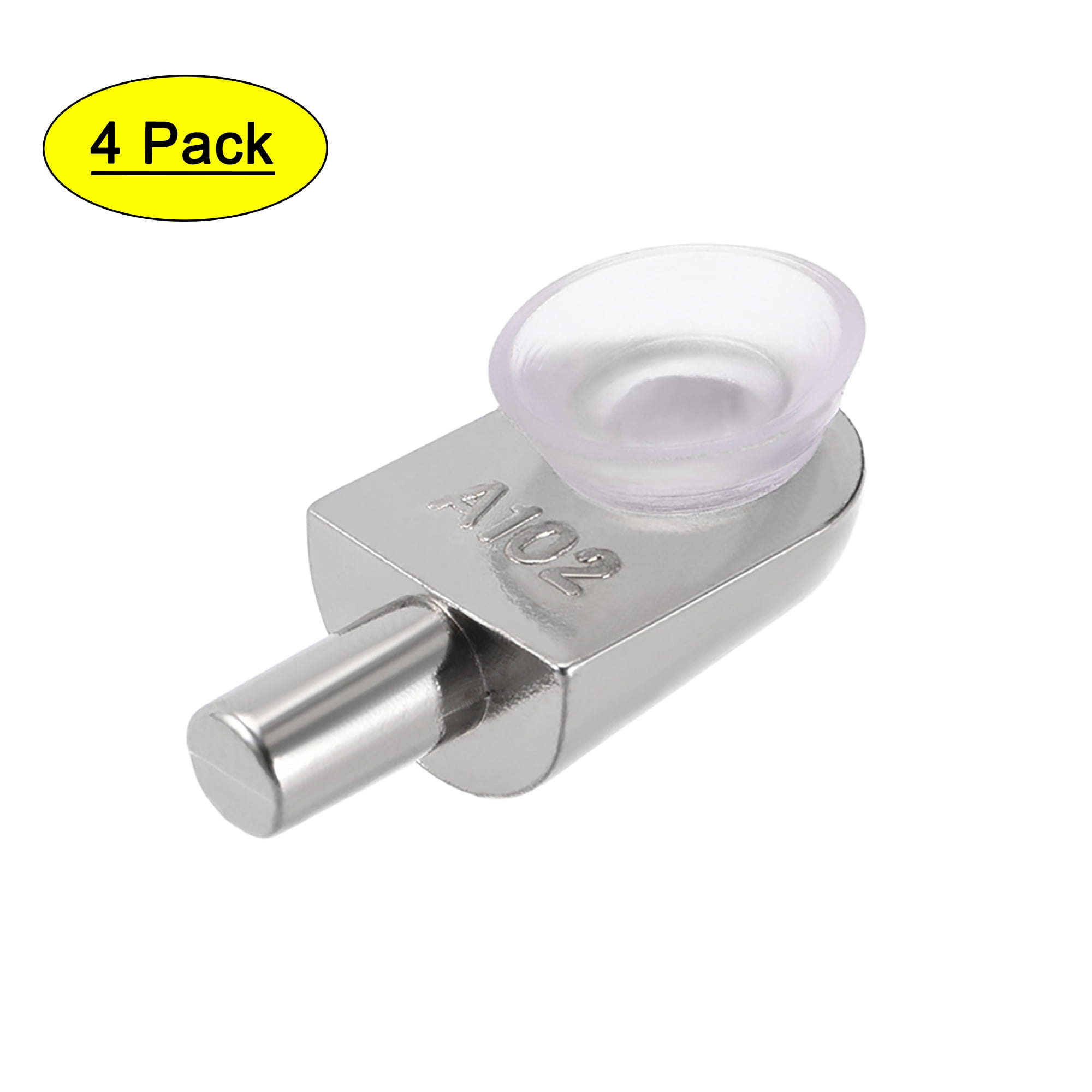 Unique Bargains Shelf Support Pegs Glass Clamp Bracket Zinc Alloy Nail w Suction Cup 4pcs ...