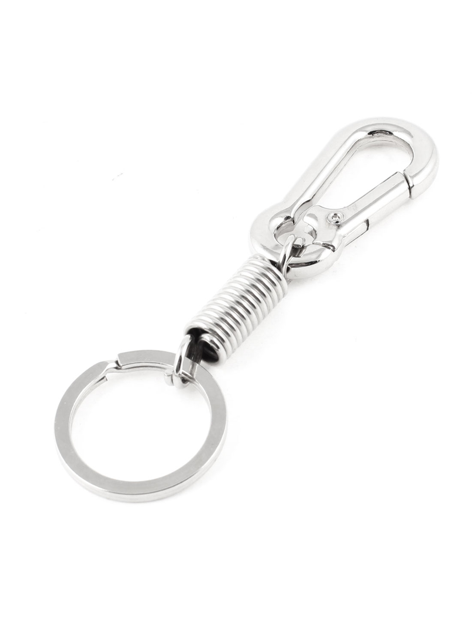 Unique Bargains Silver Tone Metal Carabiner Clip Design Key Ring ...