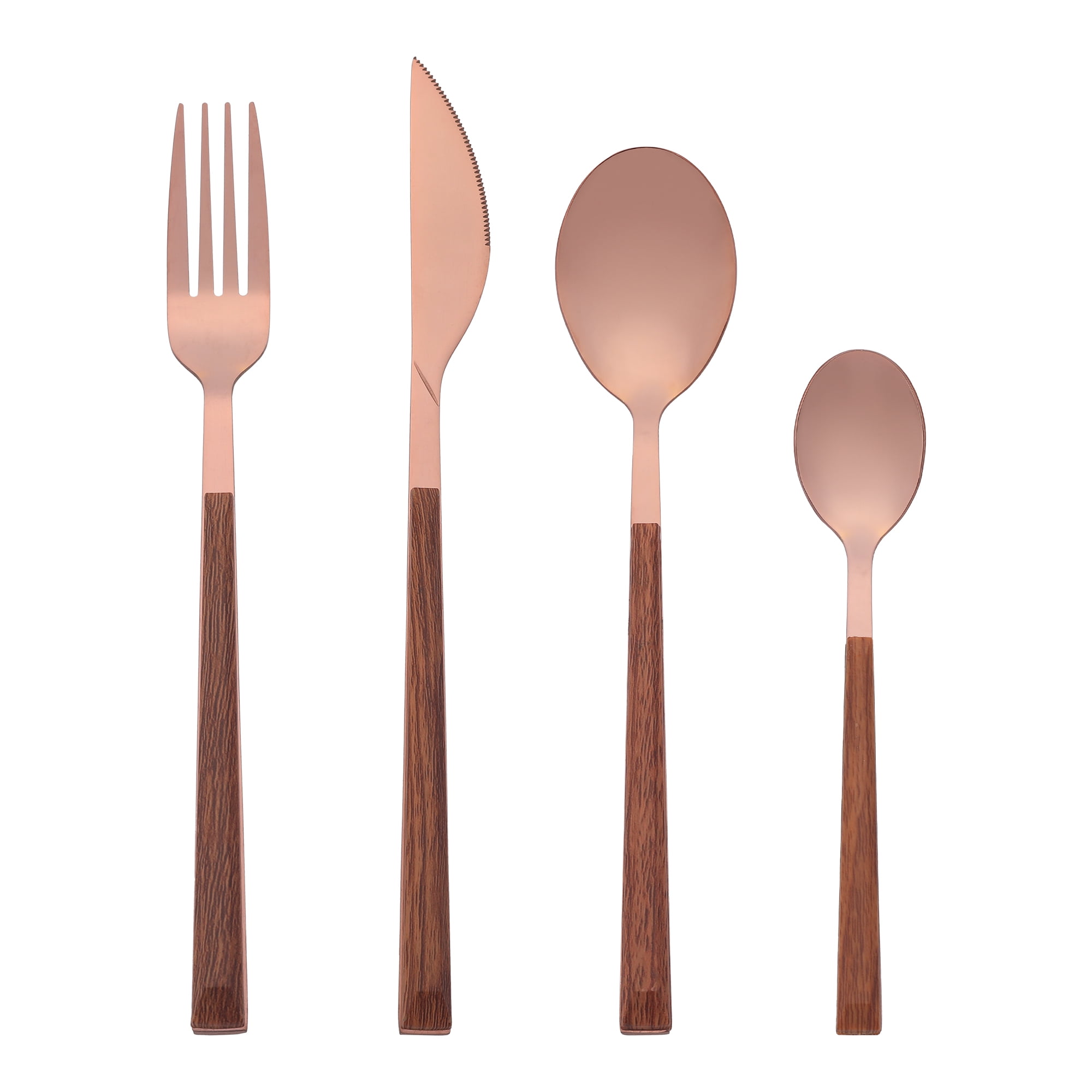 Unique Bargains Silverware Set Stainless Steel Mirror Polished Rose ...