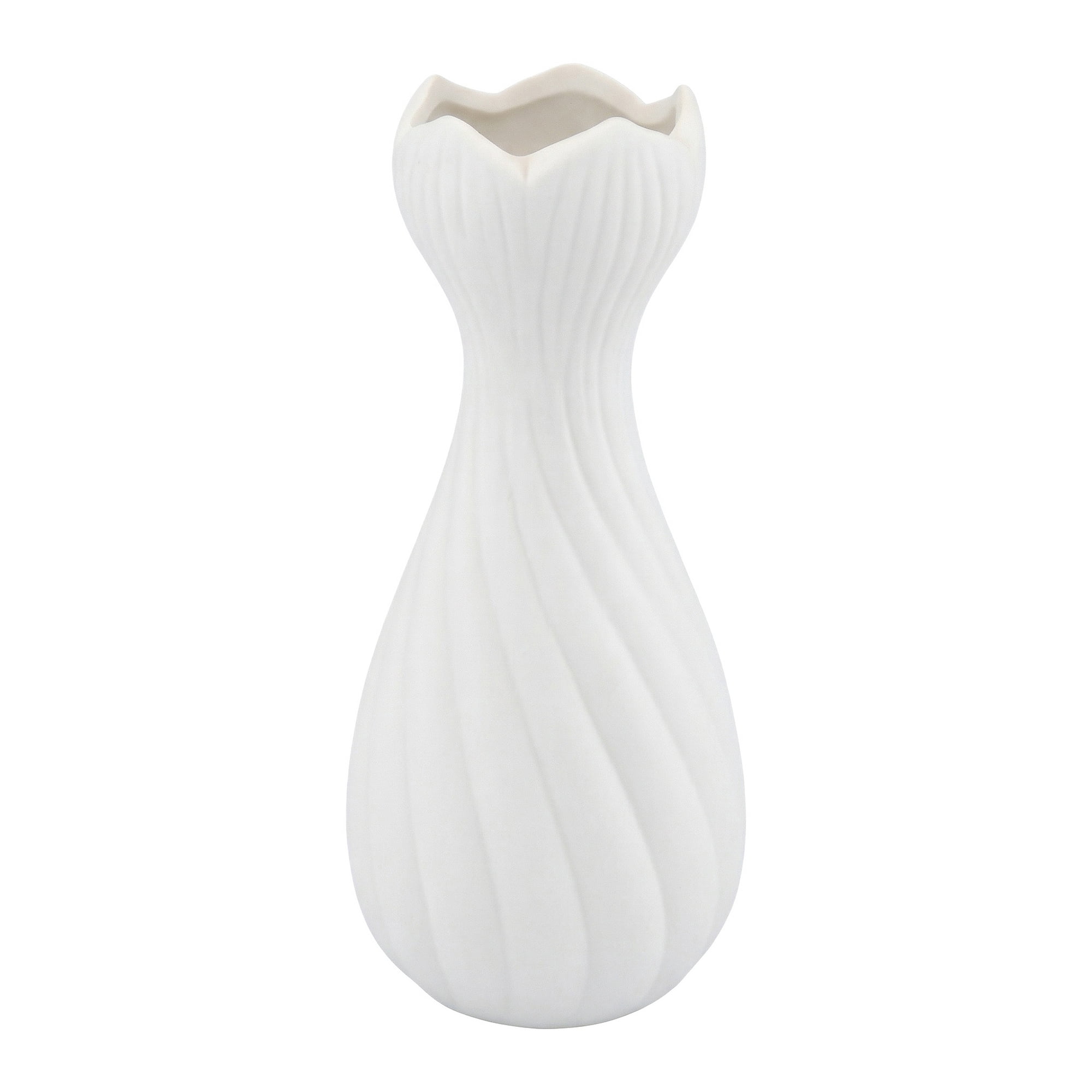 Unique Bargains Slim Ceramic Bud Decorative Vases for Desktop White 2"L ...