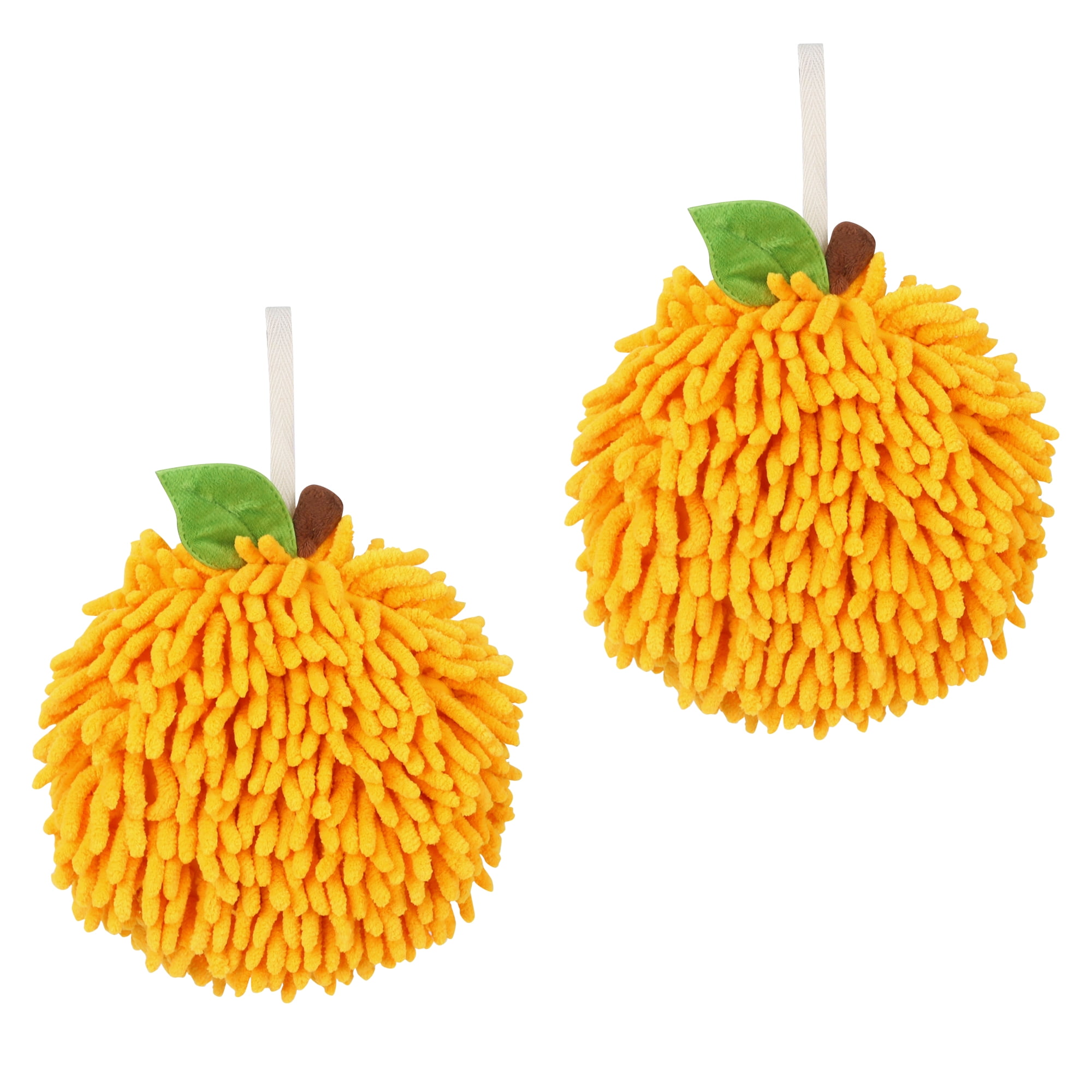 Unique Bargains Soft Absorbent Fluffy Chenille Ball Hand Towels Orange ...