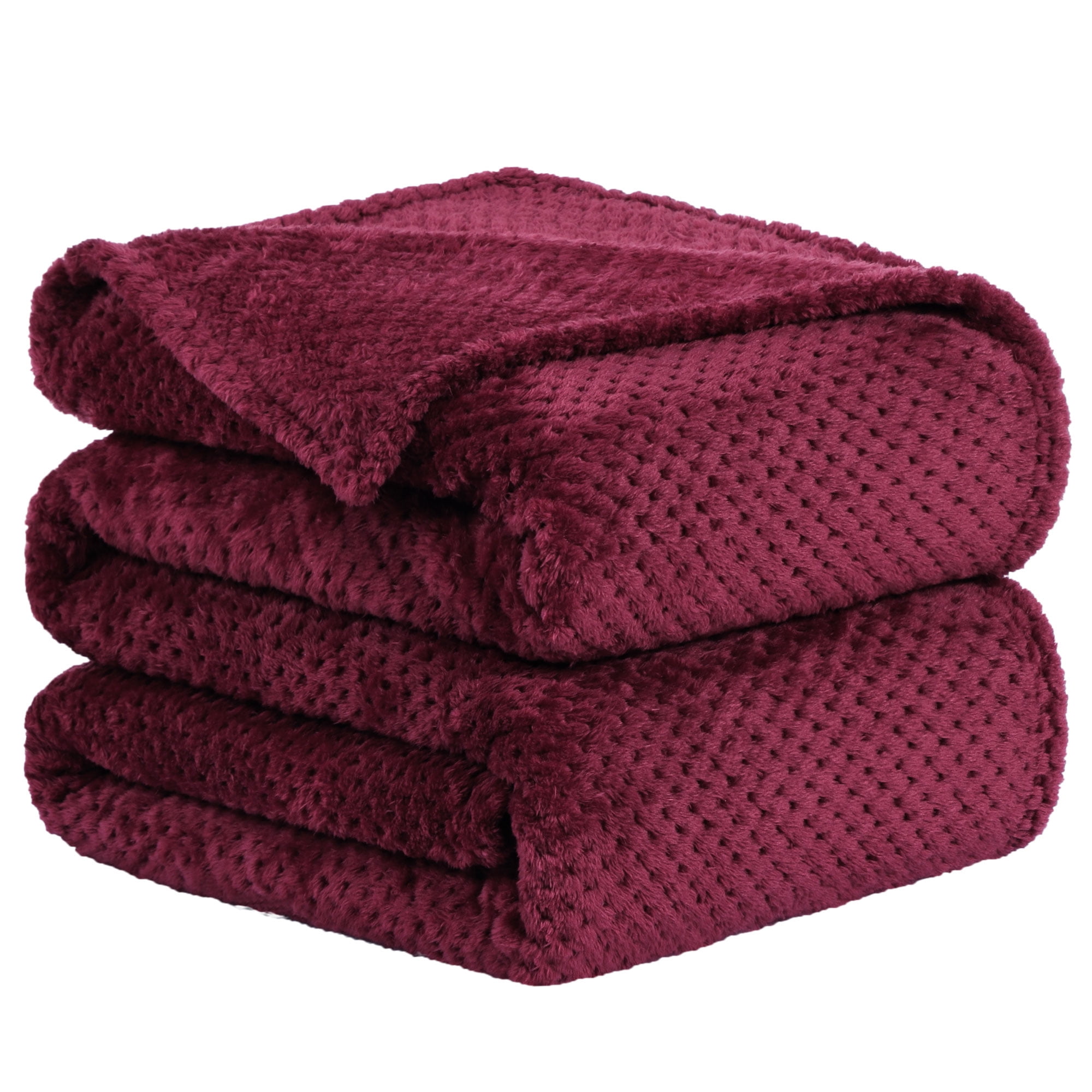 Unique Bargains Soft Flannel Fleece Velvet Blanket Burgundy 66" x 90 ...