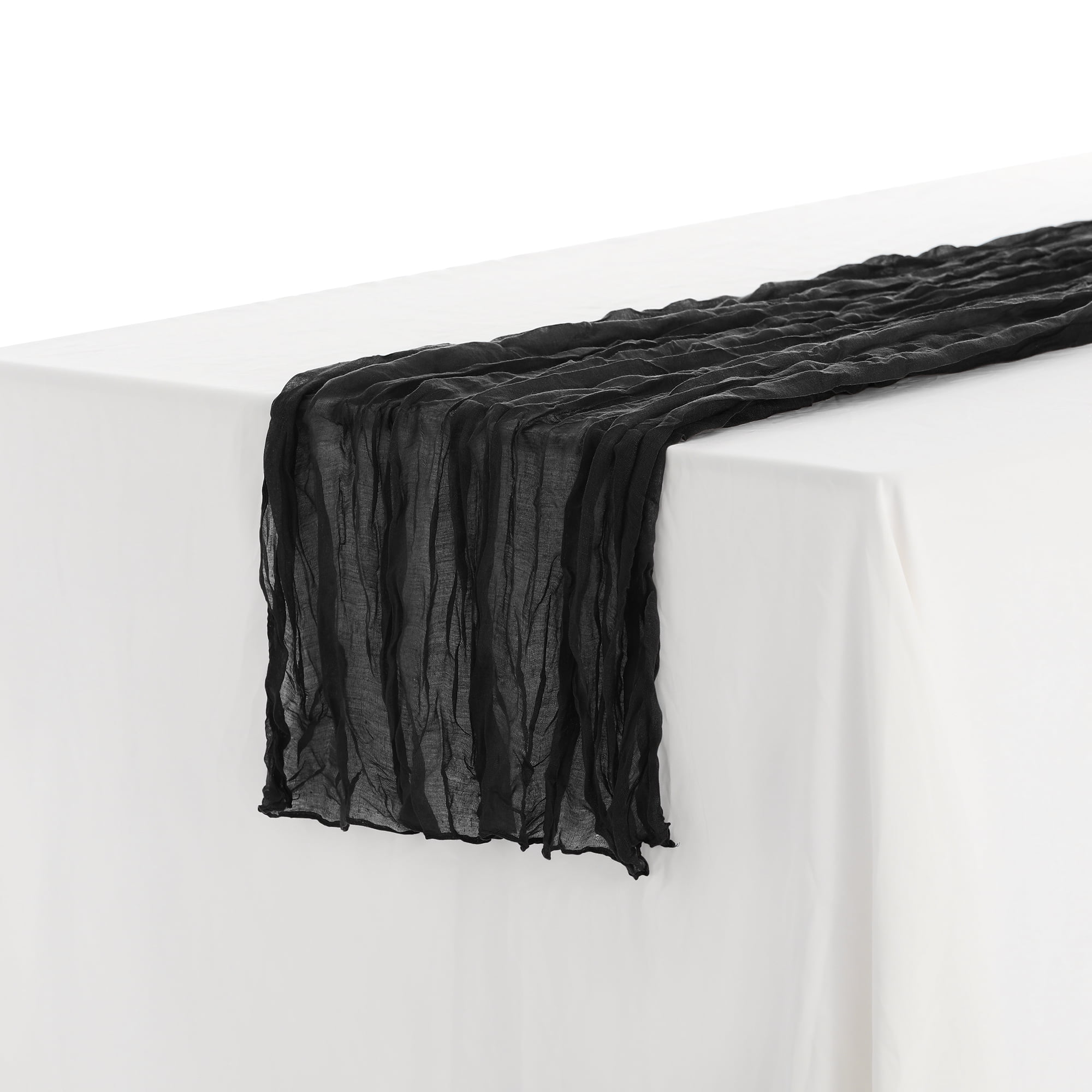 Unique Bargains Solid Color Table Runner Crinkle Fabric Table Banner (6 ...