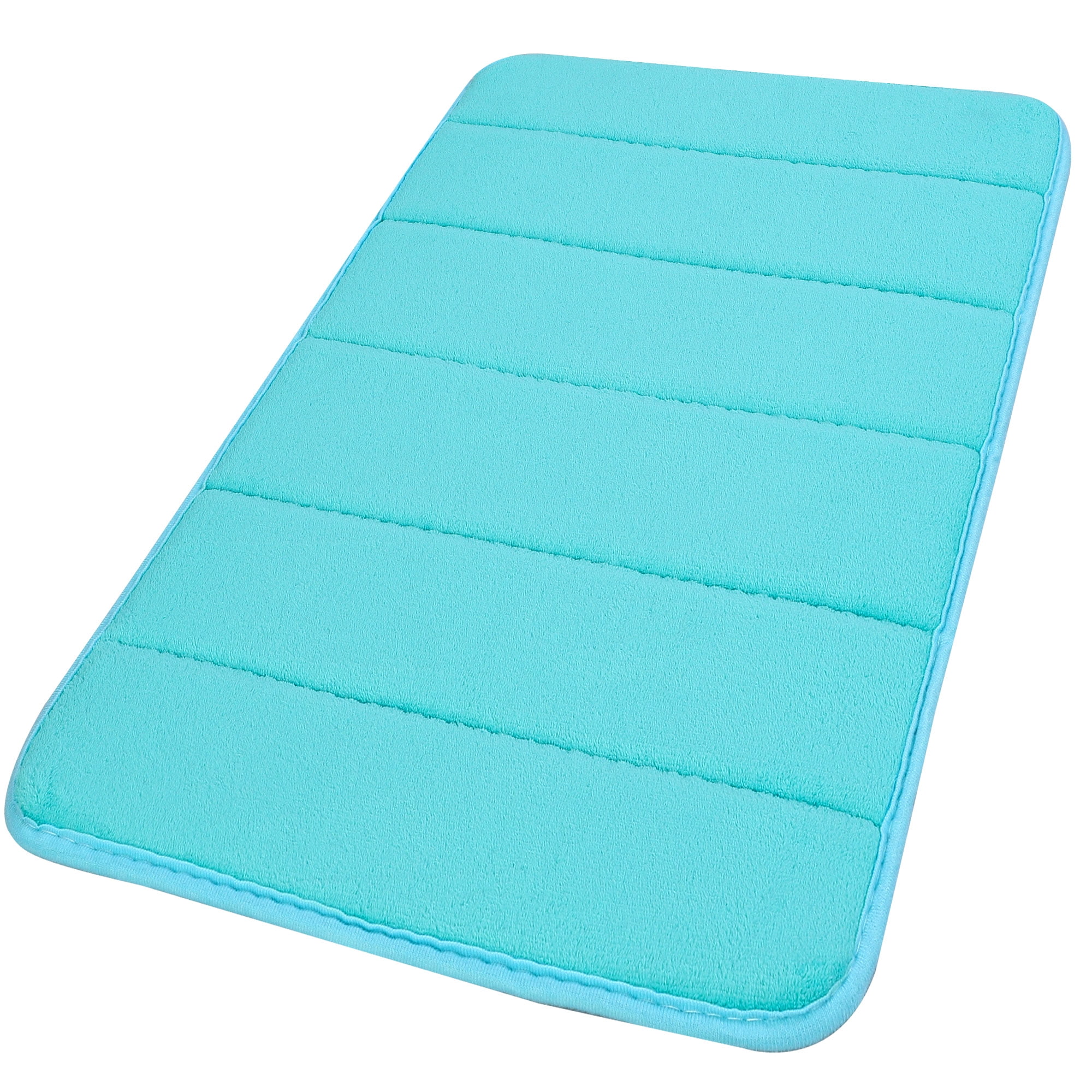 Unique Bargains Soft Memory Foam Bath Mat Turquoise Blue 32x20 Non-Slip ...
