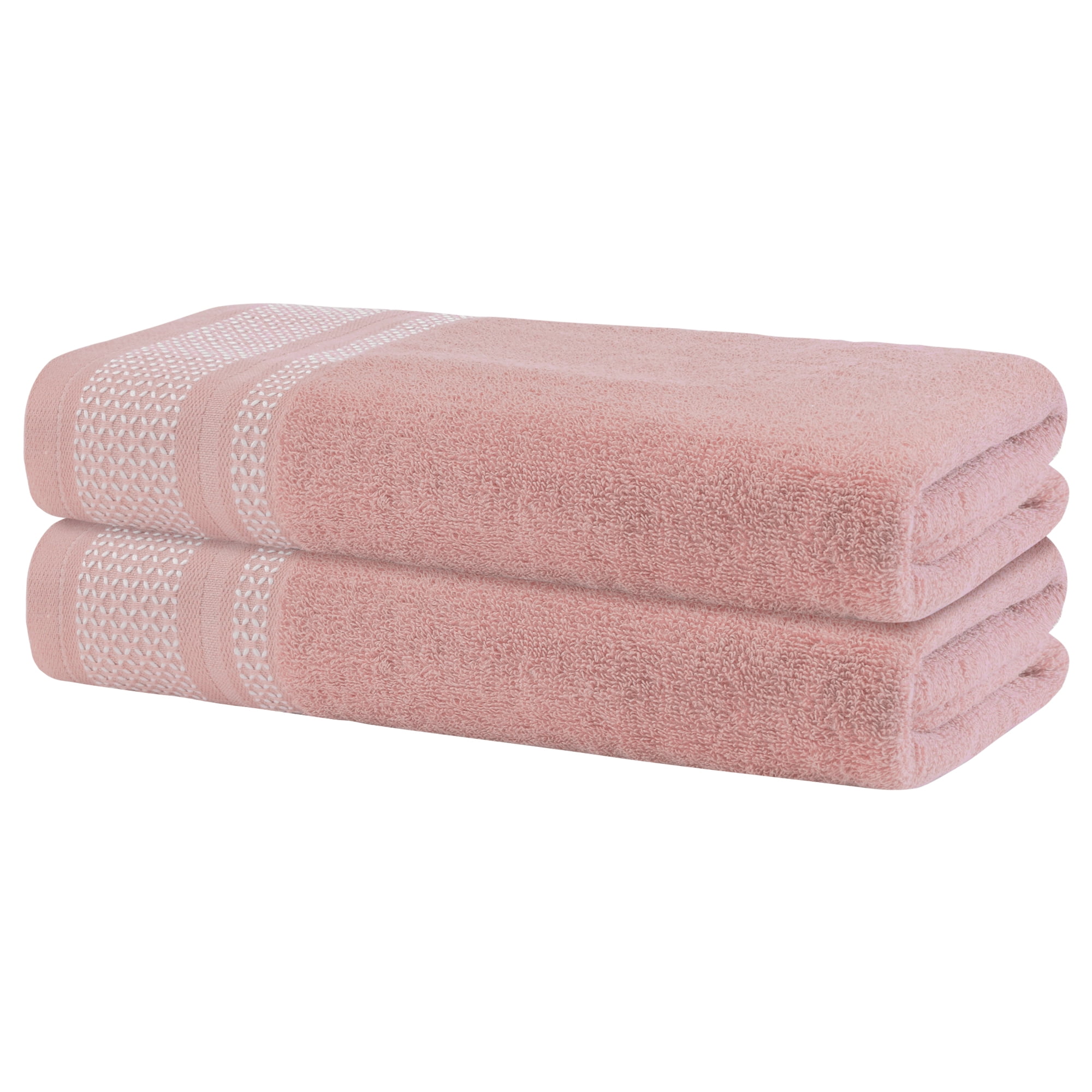 Unique Bargains 2 Pack Light Pink Cotton Bath Towels 28x56 Soft Quick ...