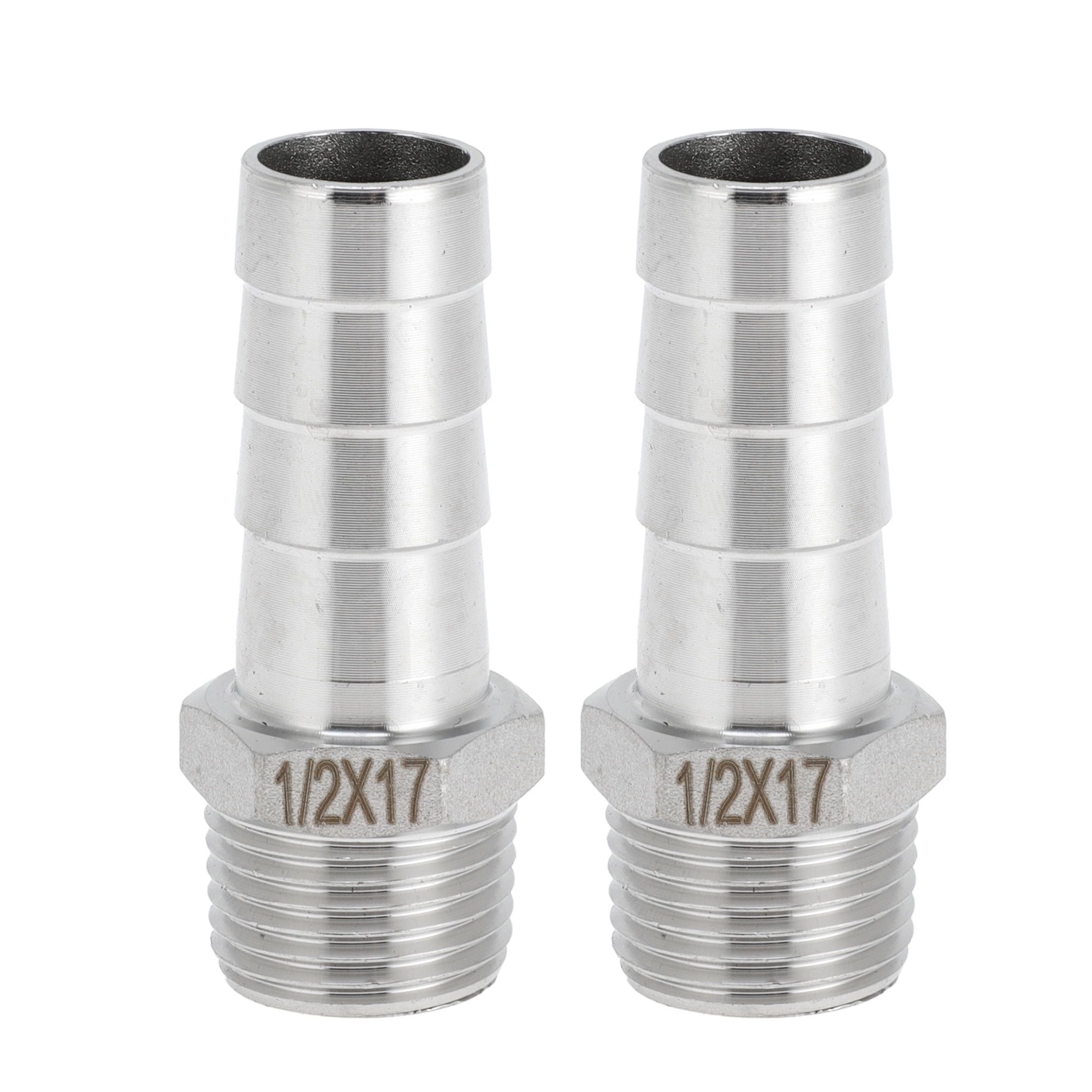 Unique Bargains Stainless Steel Barb Fittings, 43/64" Barb 1/2 BSPT ...