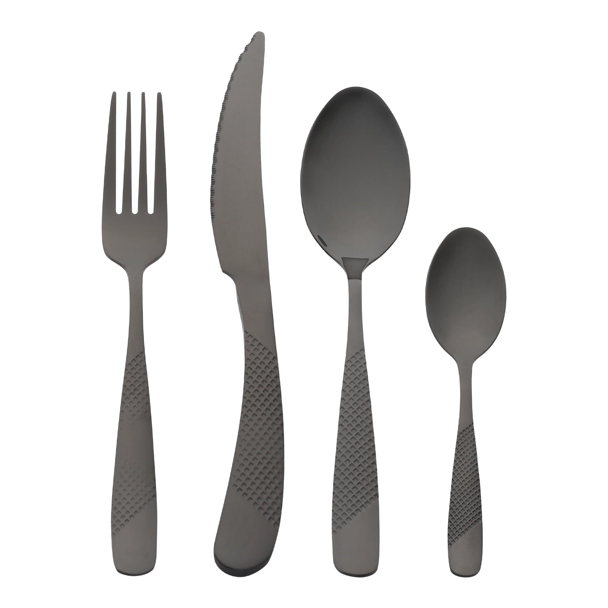 Unique Bargains Stainless Steel Flatware Set Black 24 Pcs - Walmart.com