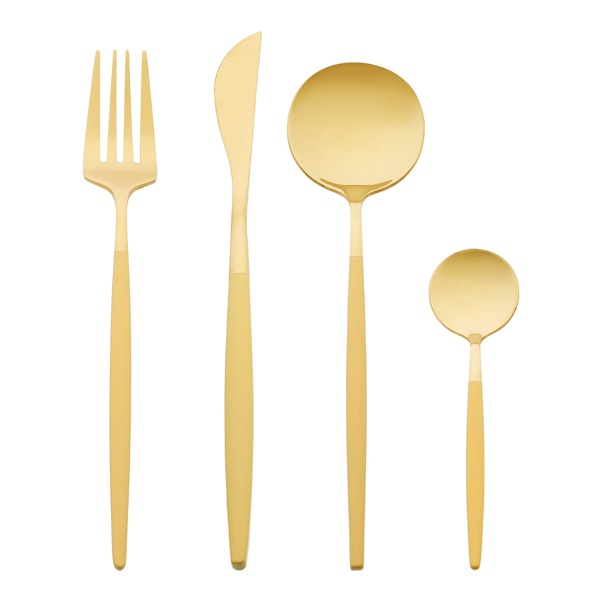 Unique Bargains Stainless Steel Flatware Set Orange 4 Pcs - Walmart.com