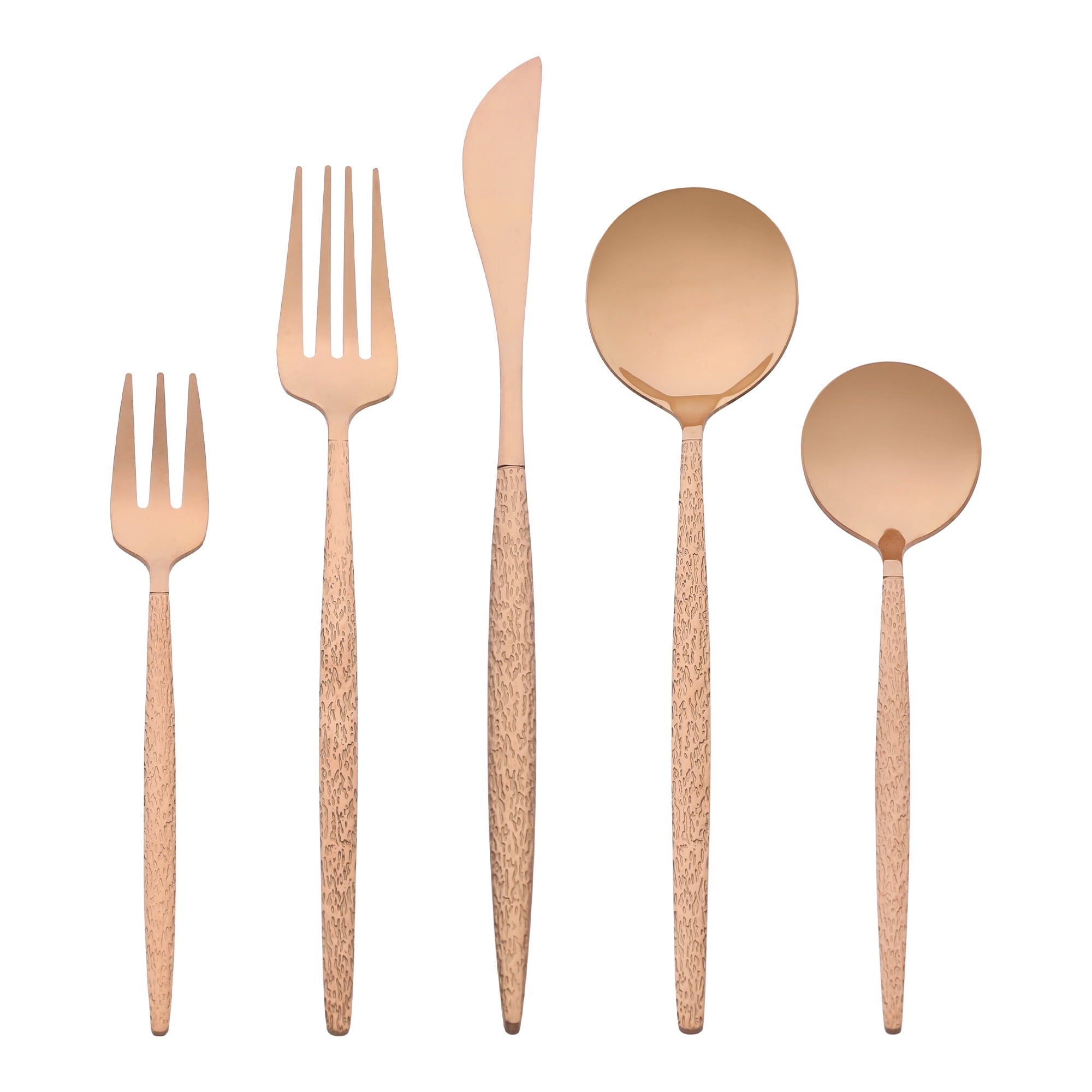 Unique Bargains Stainless Steel Flatware Set Rose Gold 20 Pcs - Walmart.com