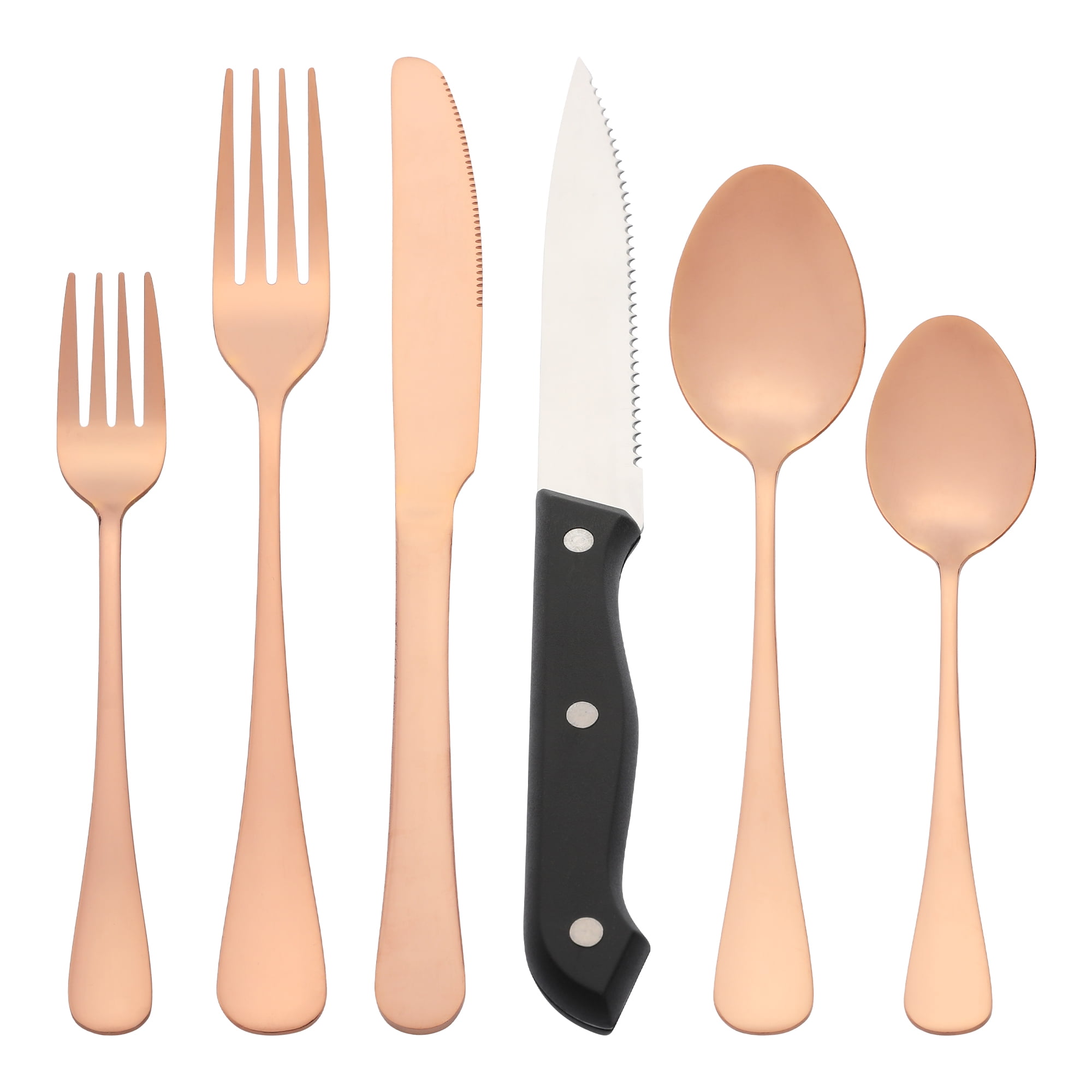 Unique Bargains Stainless Steel Flatware Set Rose Gold 24 Pcs - Walmart.com