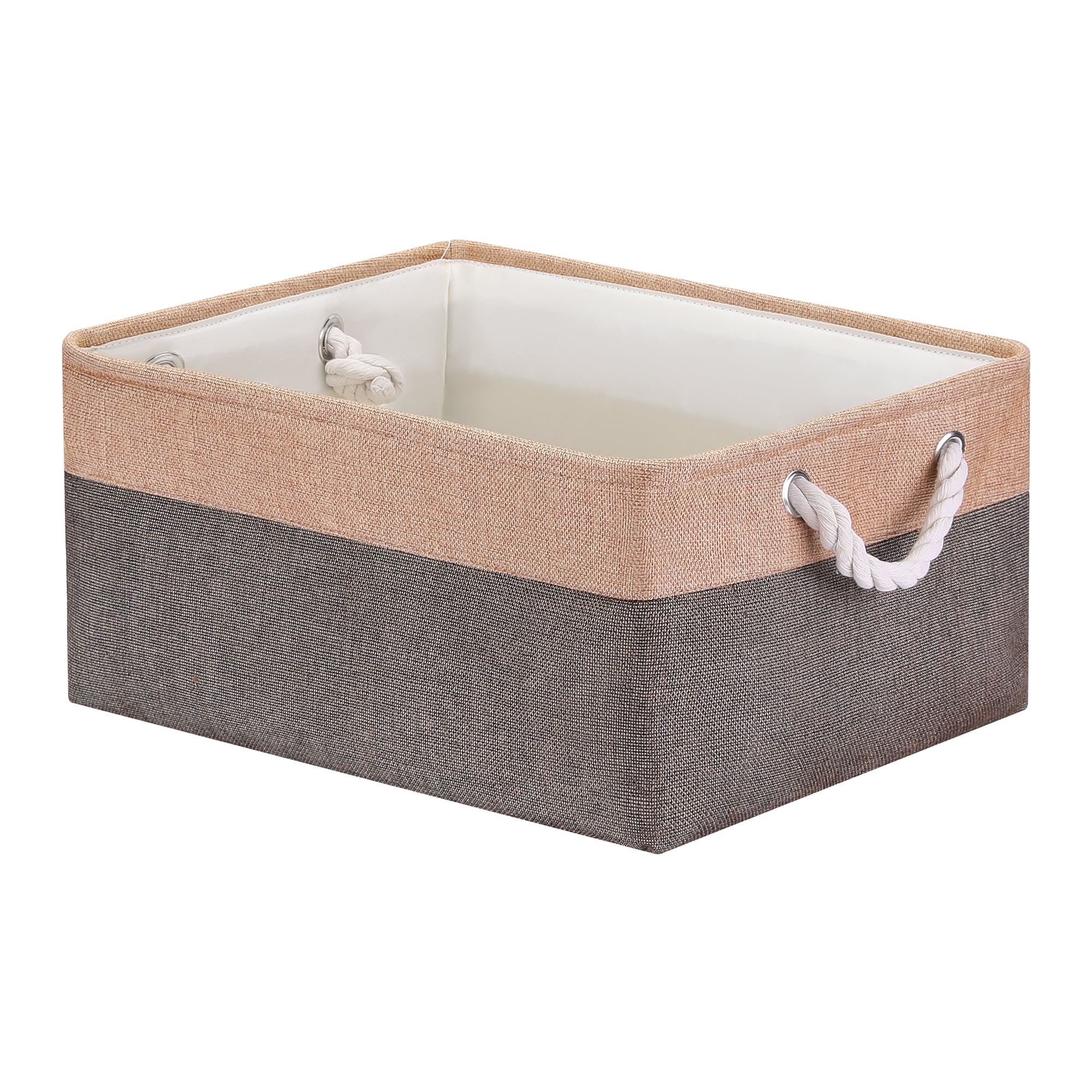 Unique Bargains Storage Bin with Handle Fabric Cube Coffee/Brown 16*12 ...