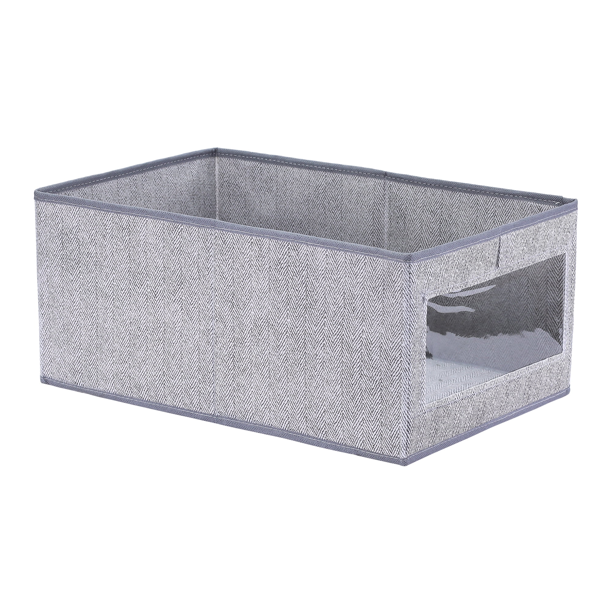 Unique Bargains Storage Bin with Handles Foldable Organizer Basket Grey ...