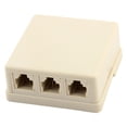 6P4C 1 to 3 RJ11 Female Socket Telephone Coupler Connector Beige ...