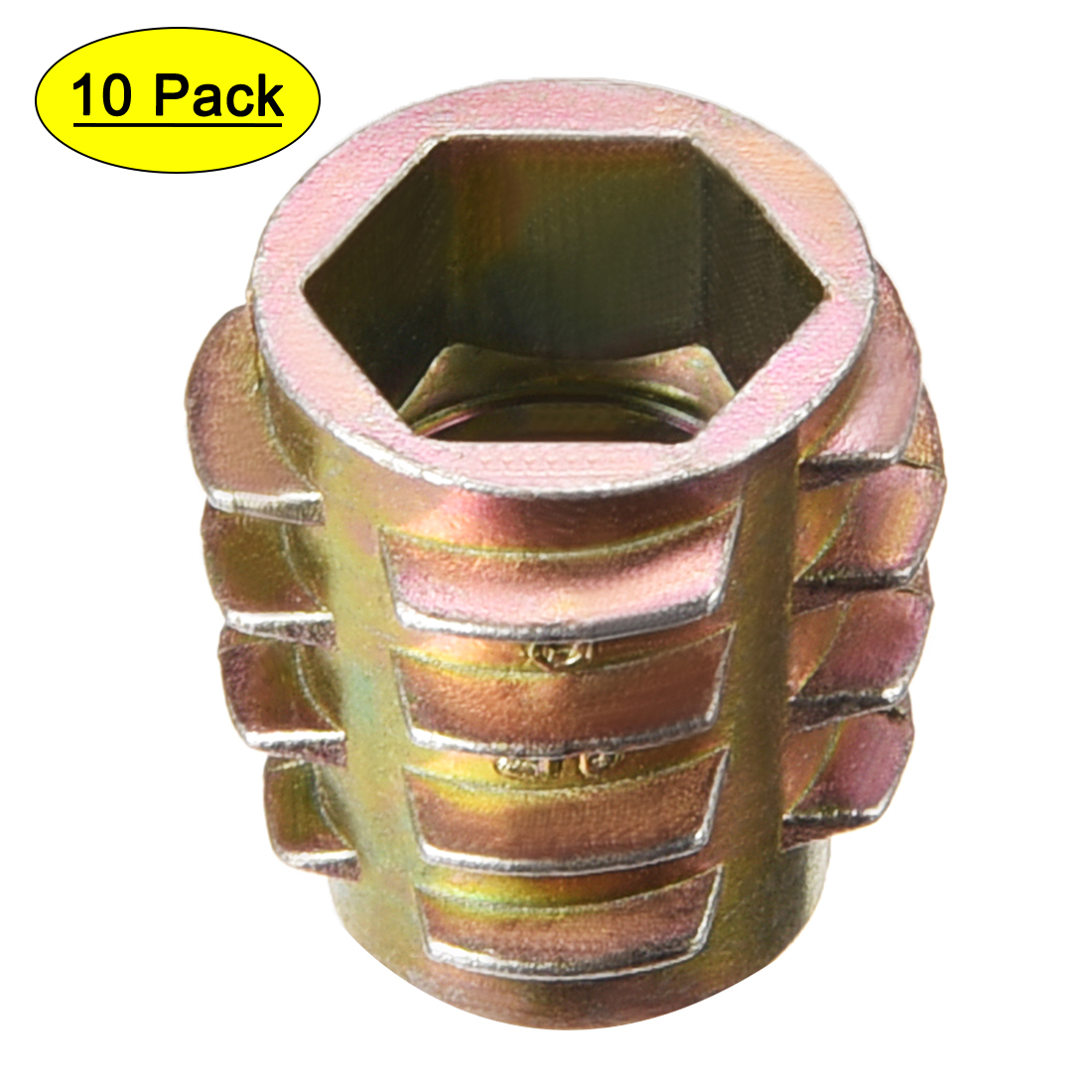 Unique Bargains Threaded Insert Nuts Zinc Alloy Hex-Flush M8 Internal ...