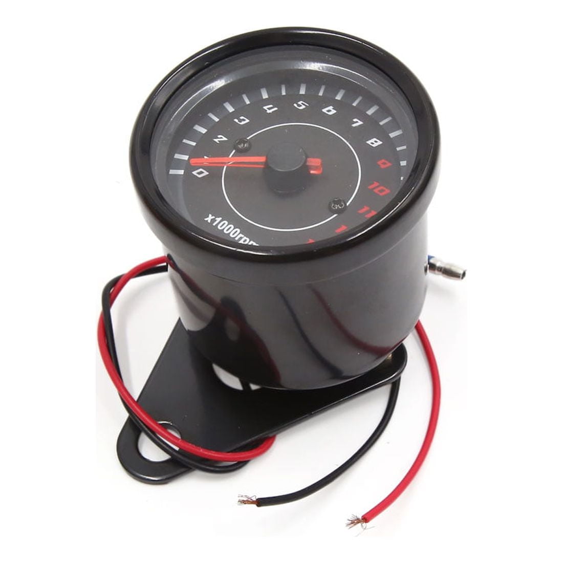 Unique Bargains Universal Motorcycle 0-13000RPM Tachometer Single Gauge Meter Instrument Black ...