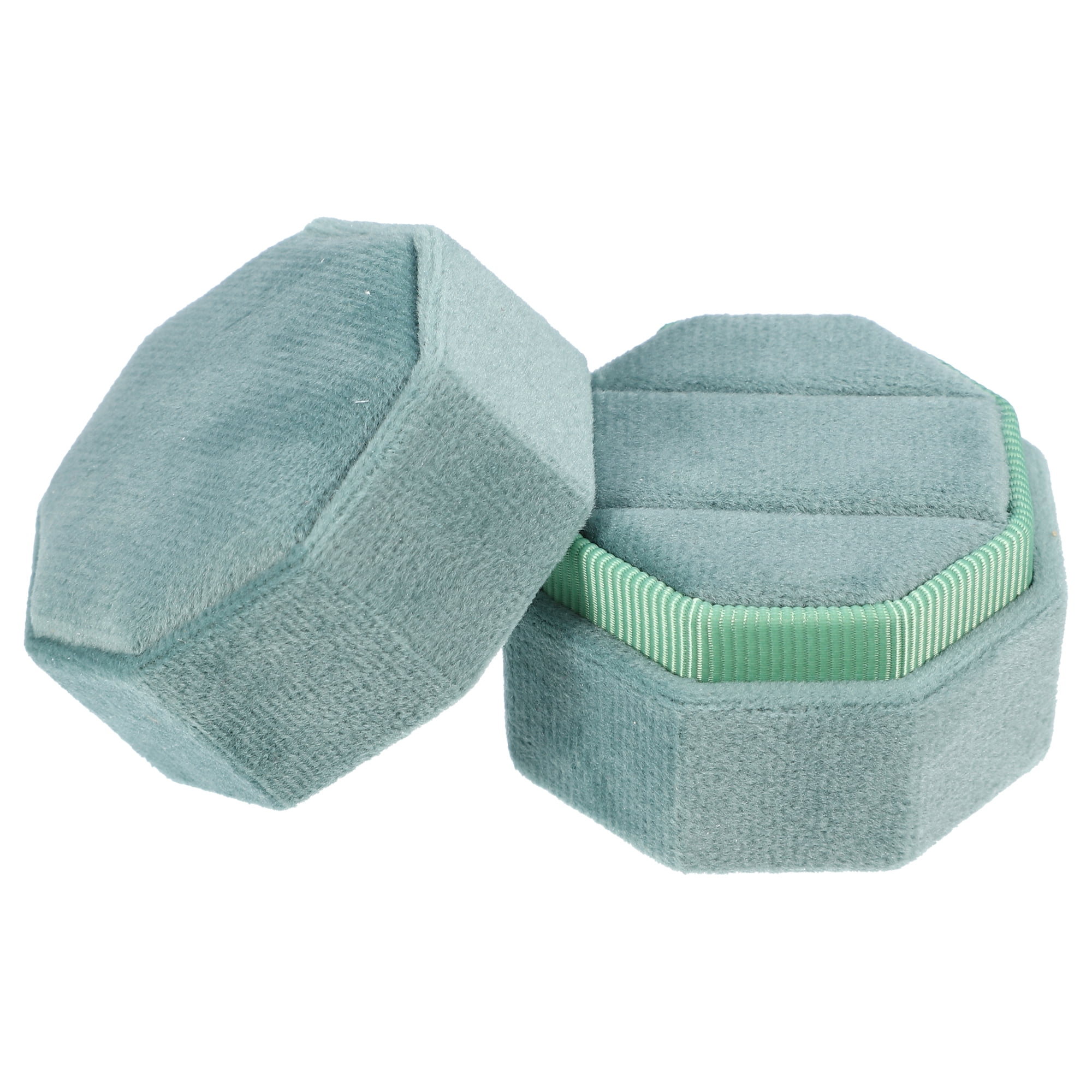 Unique Bargains Velvet Ring Box 2 Slots Double Ring Display Holder for ...