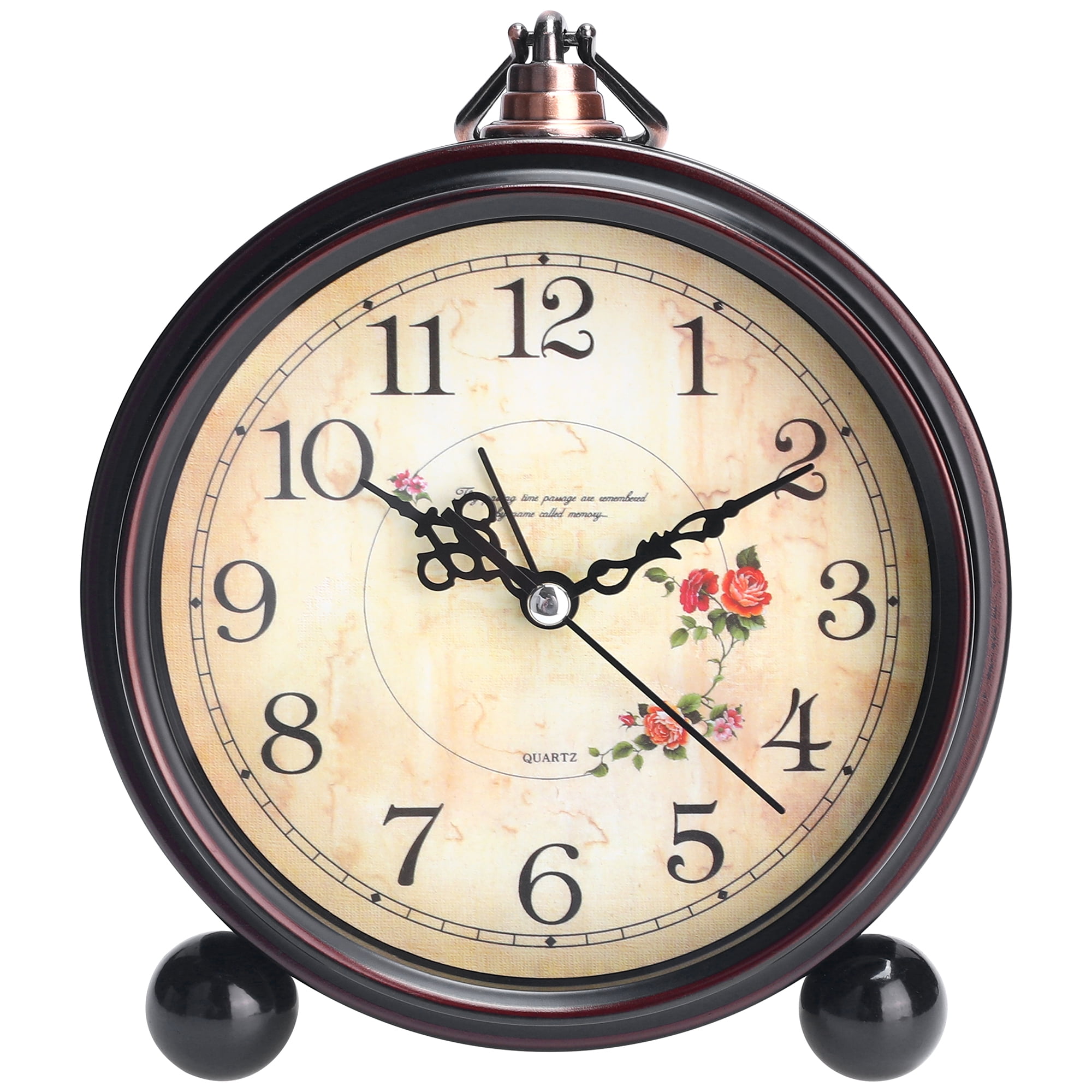 Unique Bargains Vintage Desk Clock Silent Retro Battery Operated Red ...