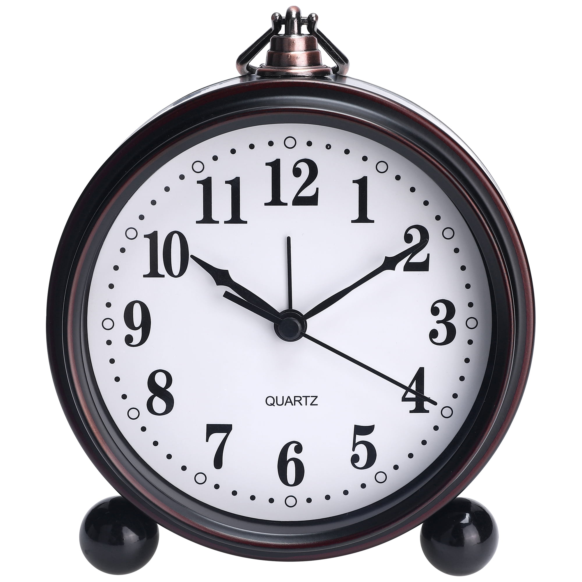 Unique Bargains Vintage Desk Clock Silent Retro Battery Operated White ...