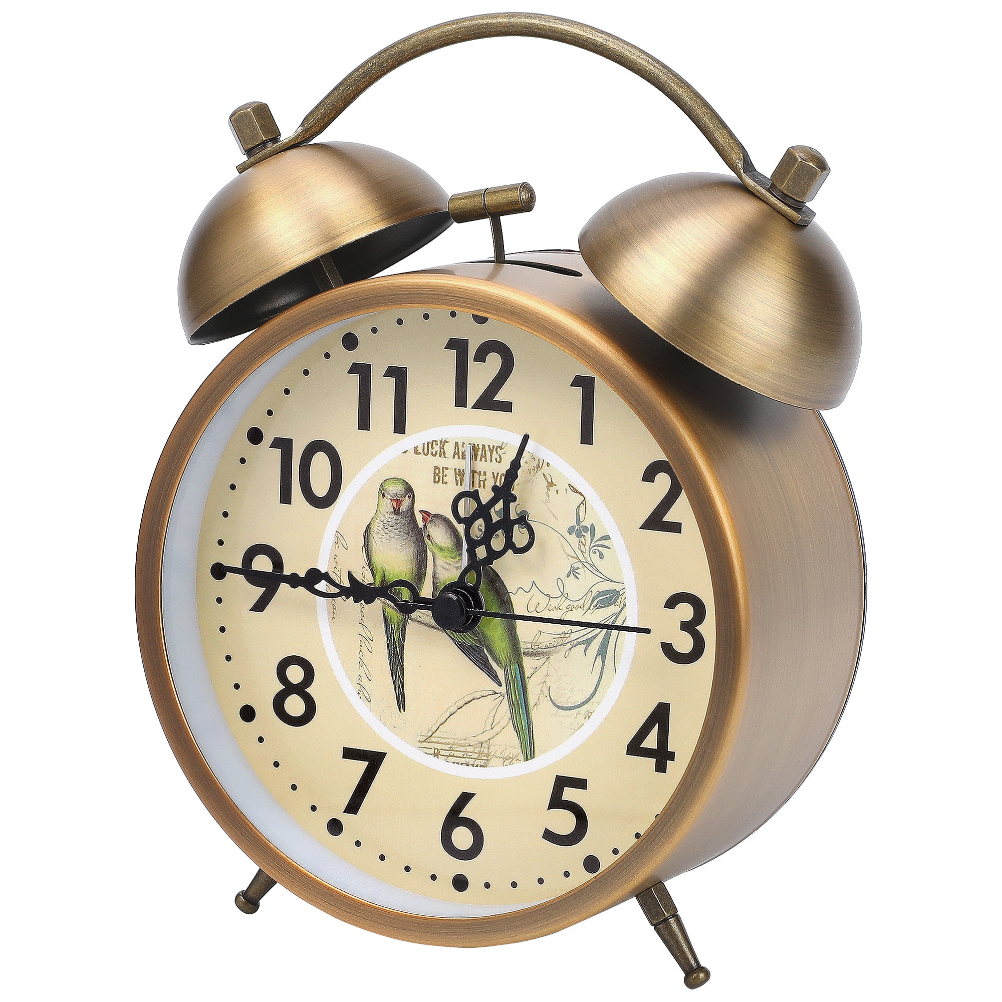 Unique Bargains Vintage Mechanical Alarm Clock Bird Pattern 4.6"L x 2.2 ...