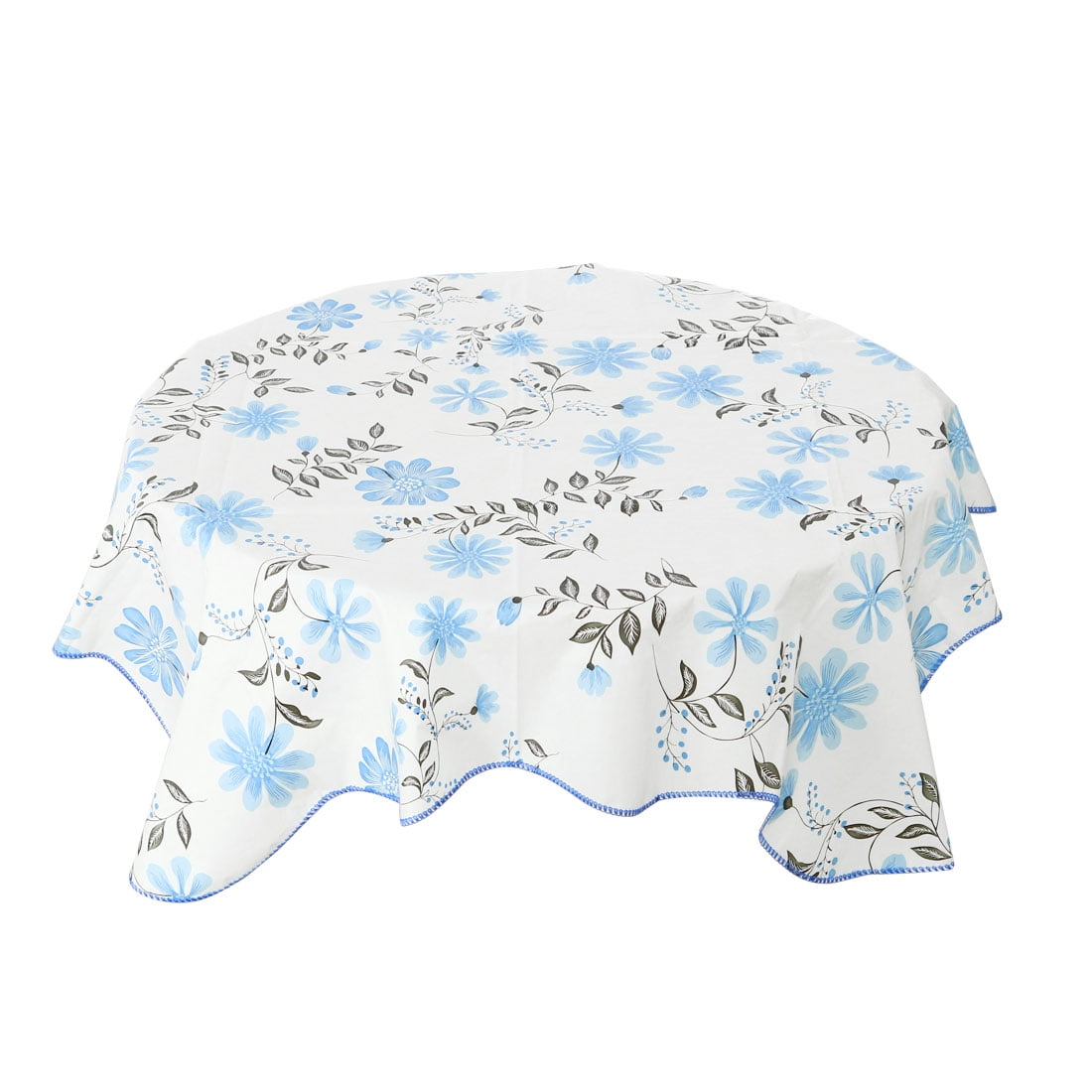 Unique Bargains Vinyl Square Tablecloth Blue Flower Print 35" x 35 ...
