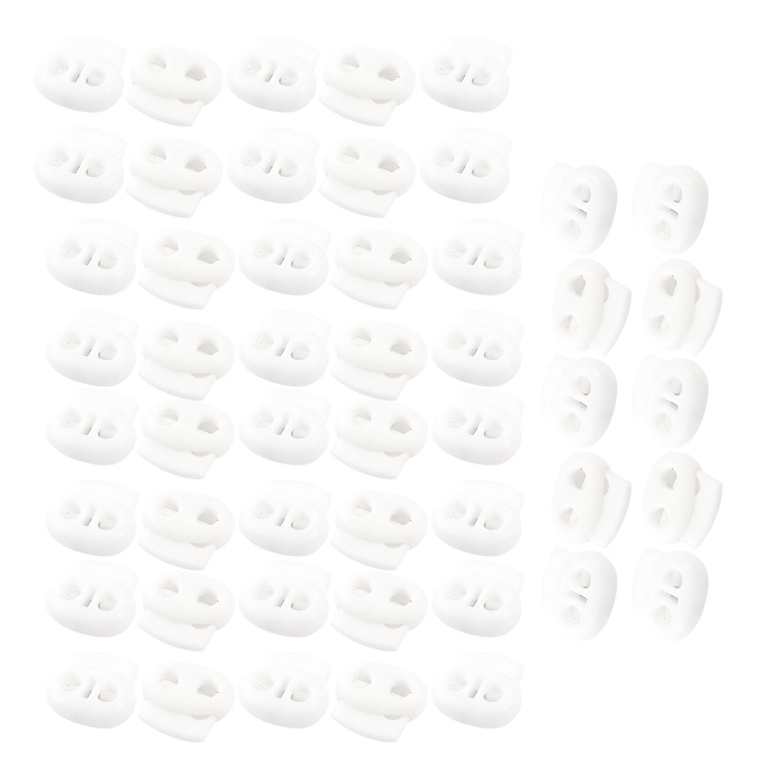 Unique Bargains White Plastic Double Holes Spring Clamps Drawstring ...